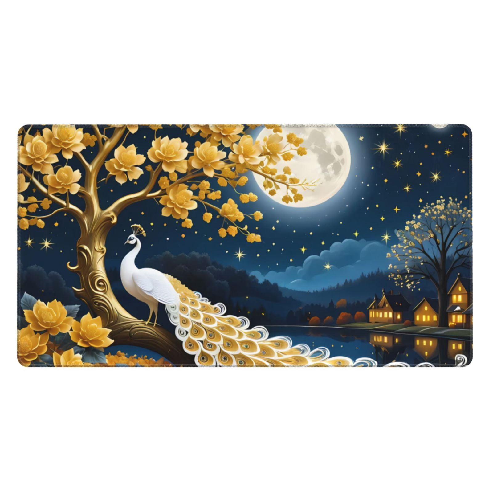 Cauagu Moonlit Golden Tree Peacock for Large Mouse Pad,XXL Extended ...