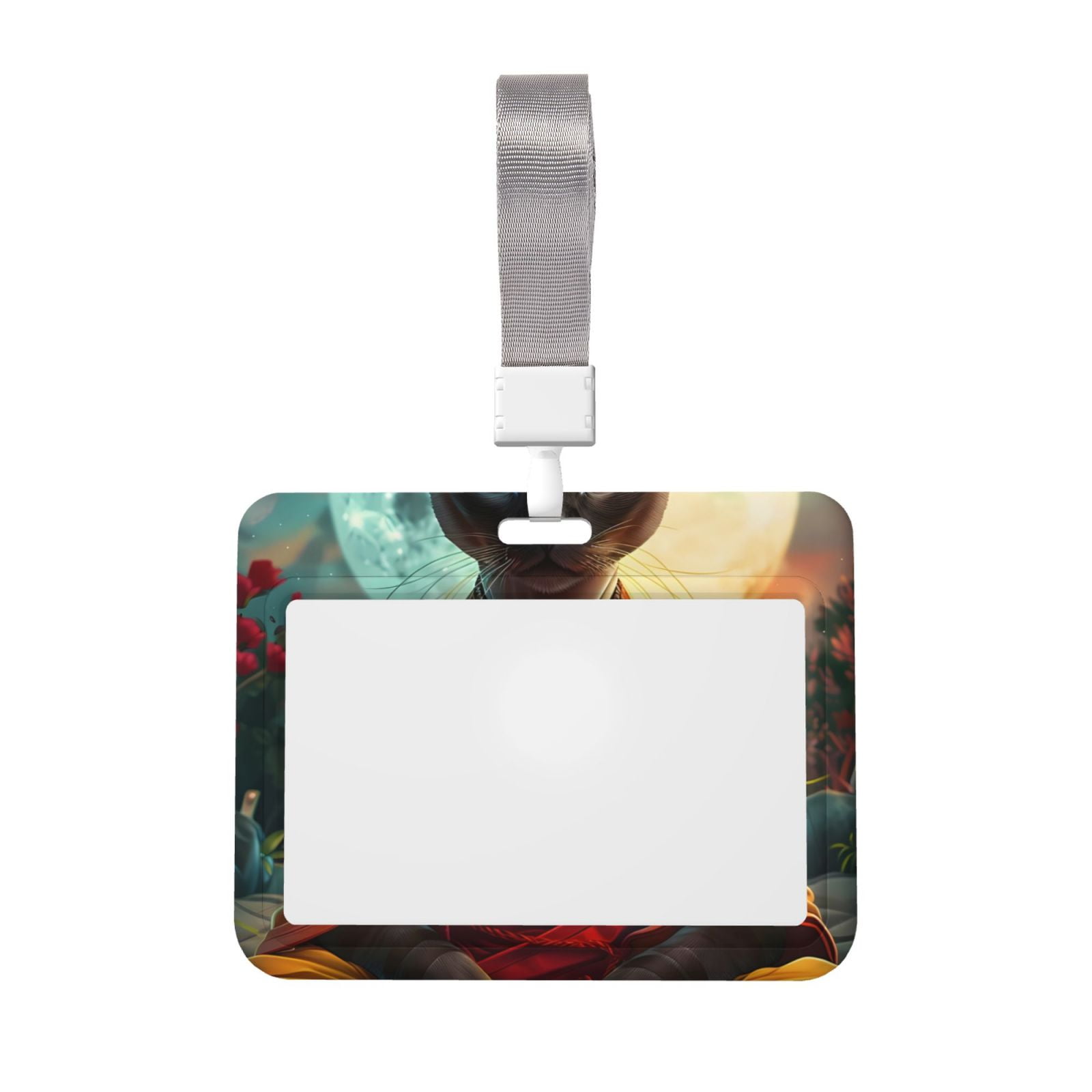 Cauagu Moonlit Hairless Cat Monk for ID Badge Holder,Badge Holder with ...