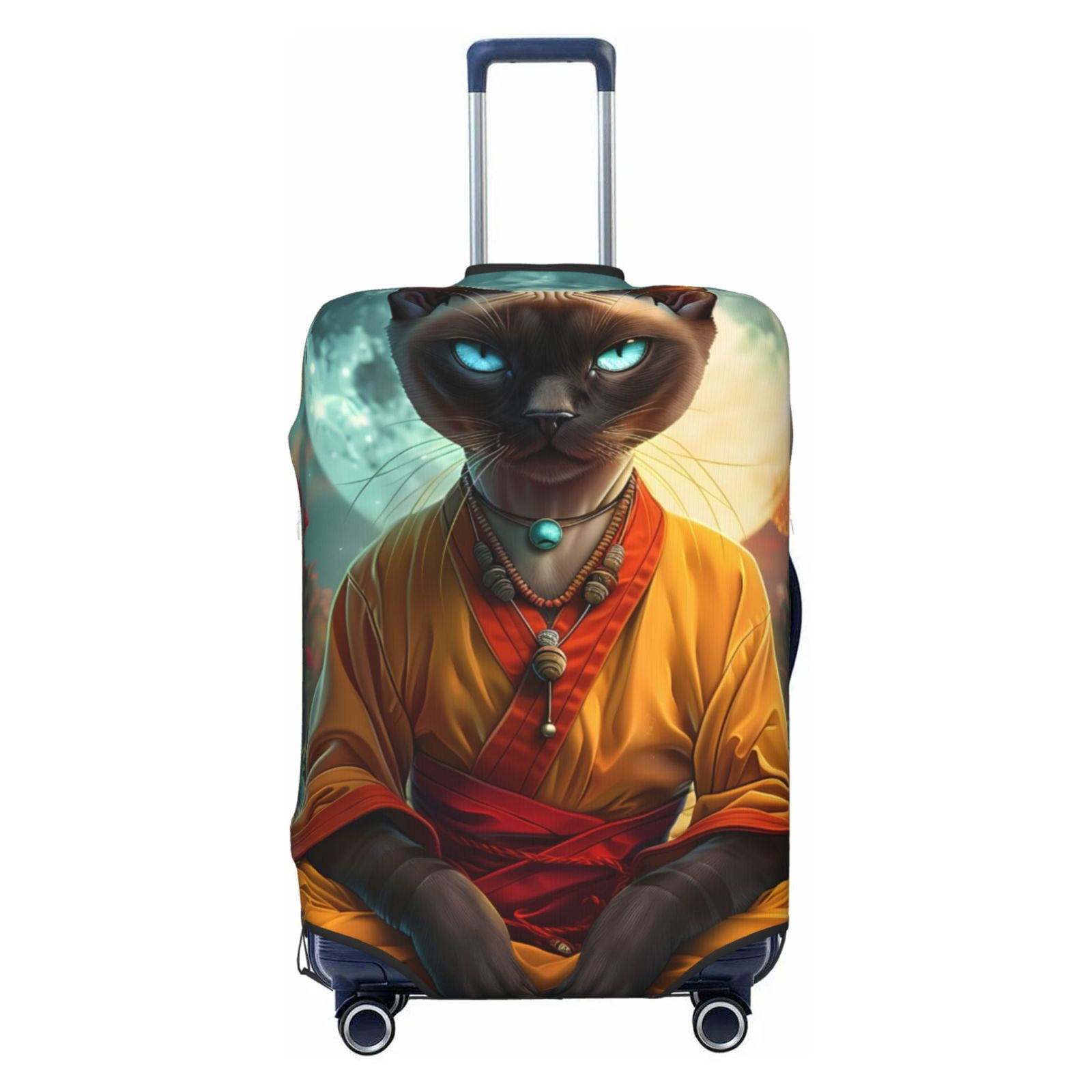Cauagu Moonlit Hairless Cat Monk Print Travel Luggage Cover,Travel Dust ...