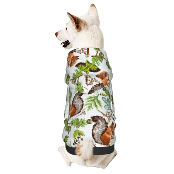 Cauagu Mosaic Forest Squirrel Pattern Winter Pet Hoodie Sweatshirts ...