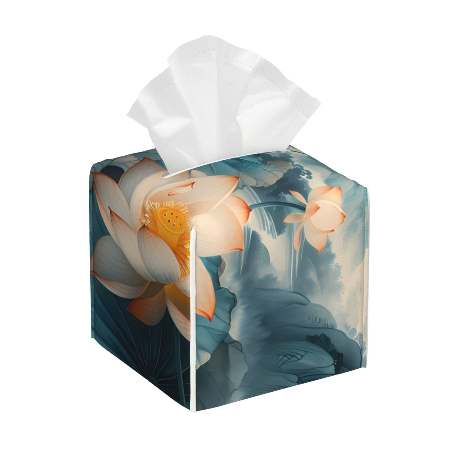 Cauagu Mountain Lotus Serenity Print Tissue Box Cover,Leather Square ...