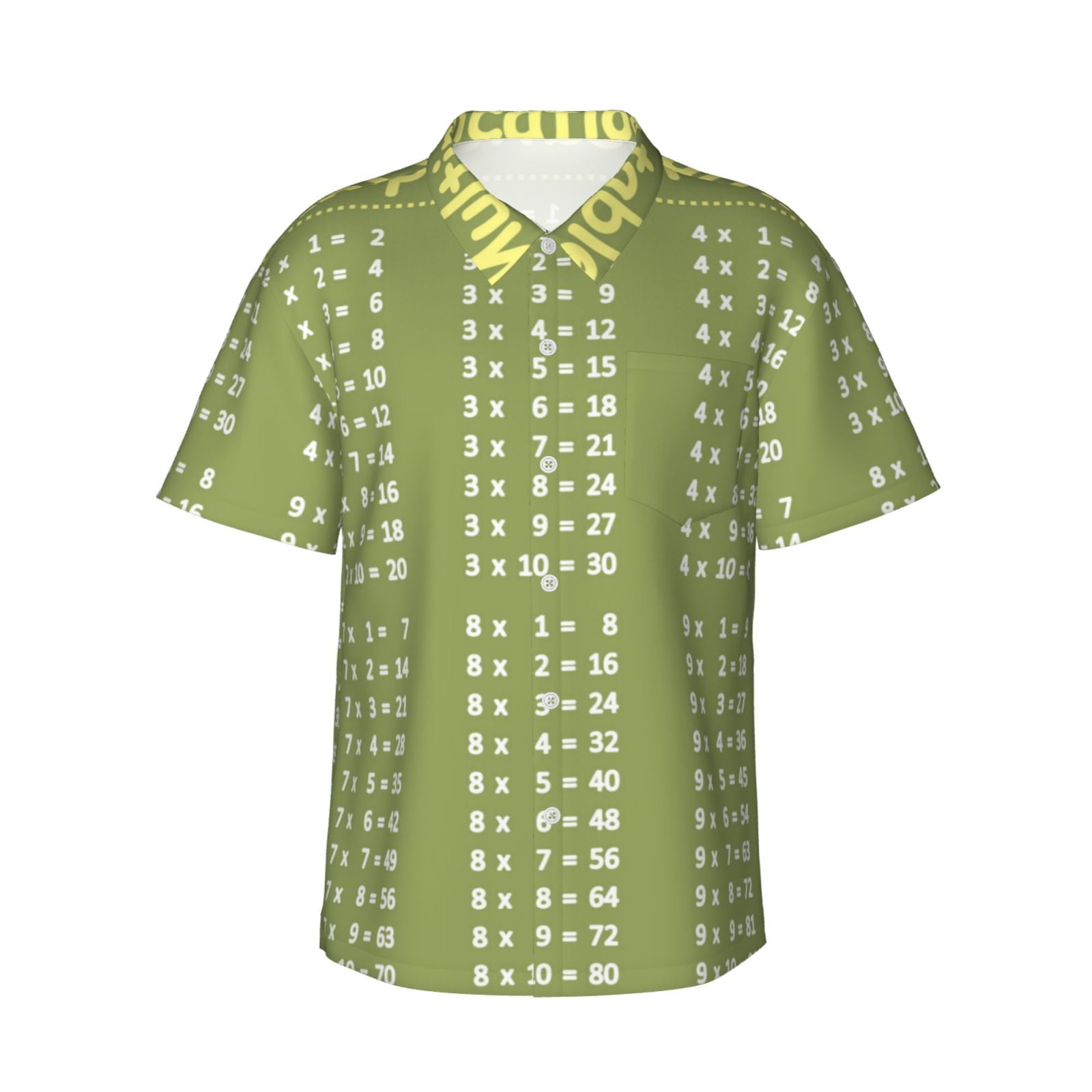 Cauagu Multiplication Table1 Print Hawaiian Shirt for Men,Casual Short ...