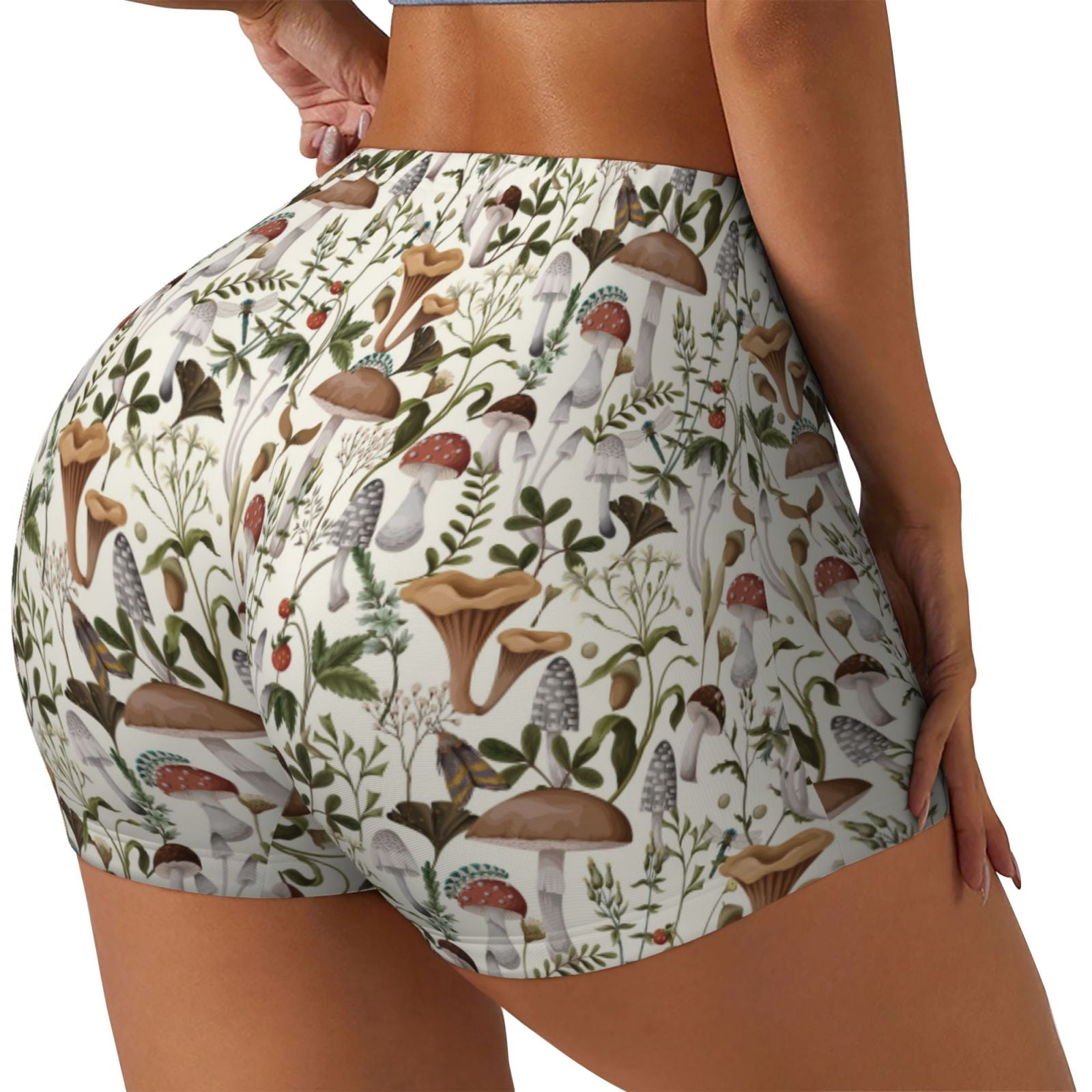 Cauagu Mushroom Garnish for Womens Workout Impact Shorts,Booty Biker Shorts High Waisted Elastic ...