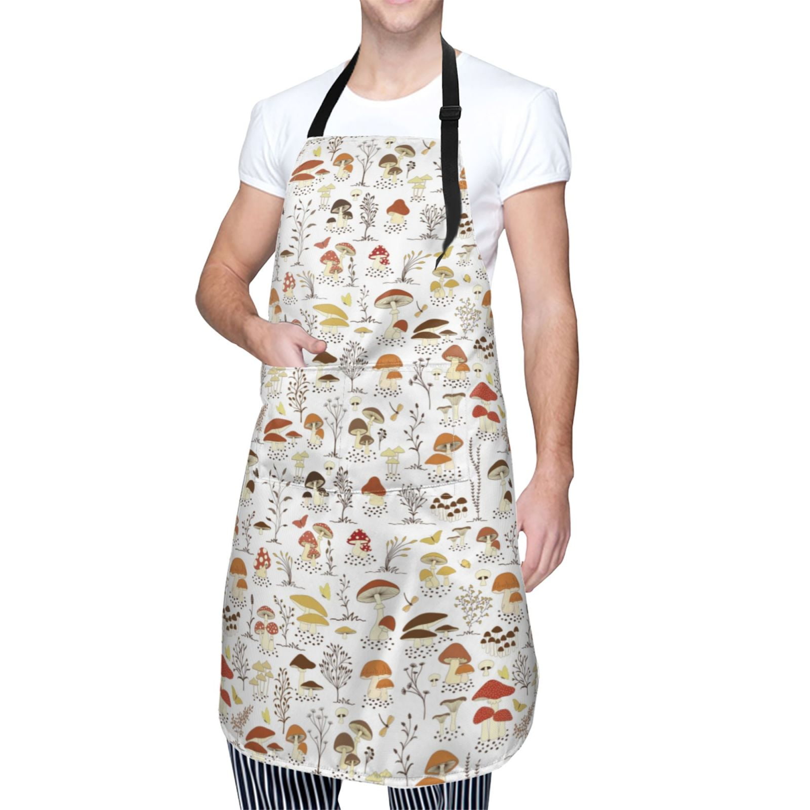 Cauagu Mushrooms And Butterflies Aprons with Pockets,Waterproof Apron ...