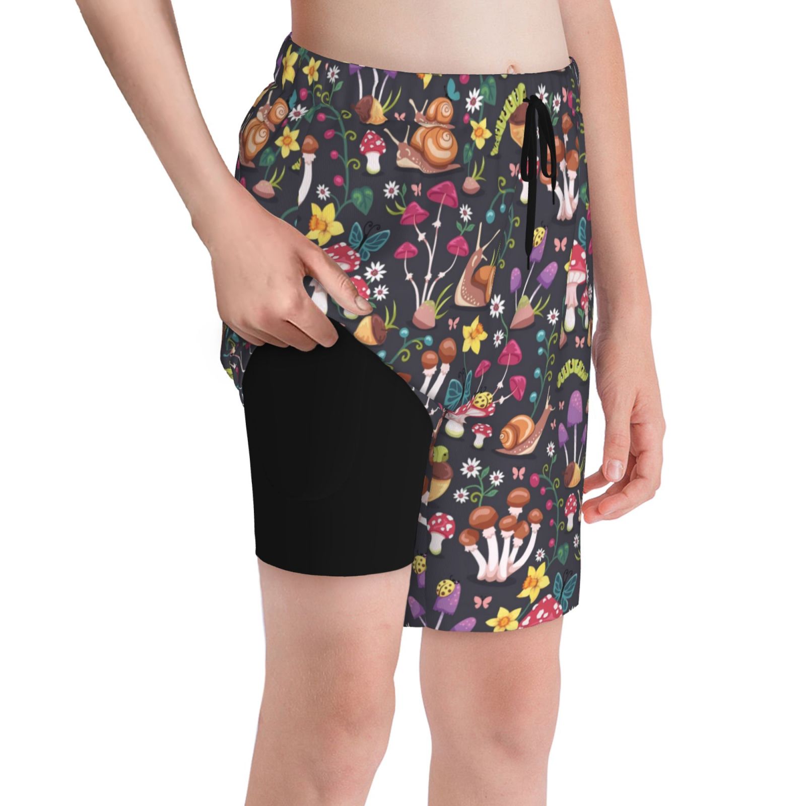 Cauagu Mushrooms Snails Butterflies Print Swim Trunks for Men,Youth ...