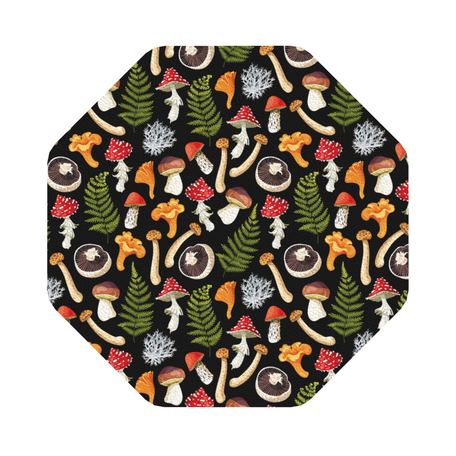 Cauagu Mushrooms for Round Coaster,Drink Coasters Set of 4 Leather Bar ...