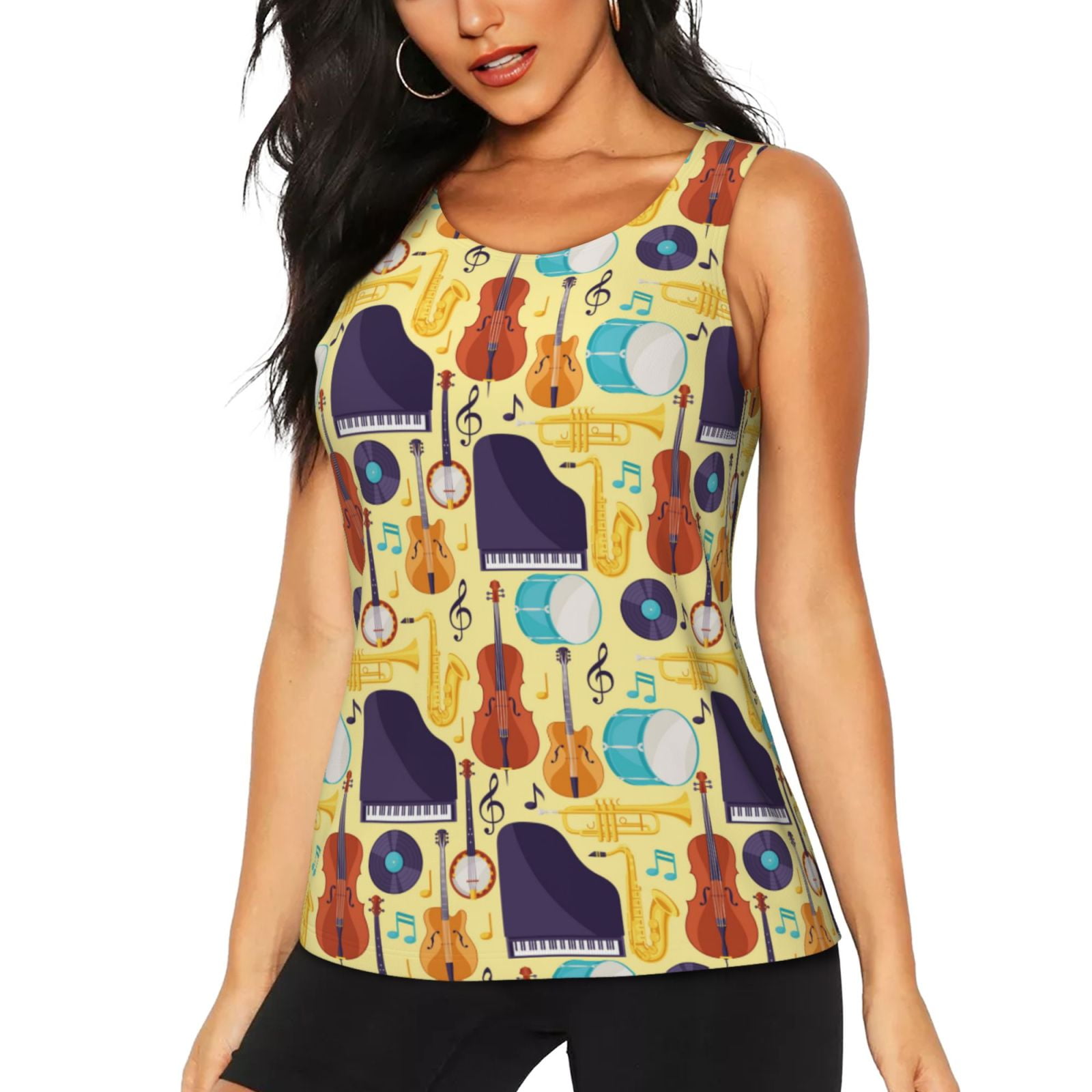 Cauagu Musical Instruments for Women's Workout Tank Tops Sleeveless ...