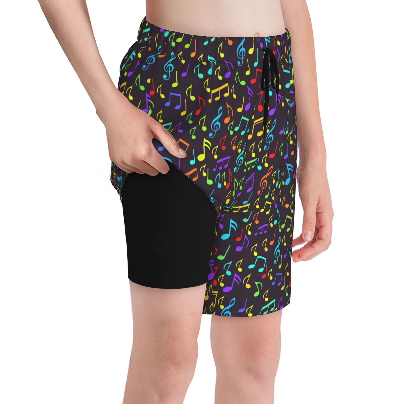 Cauagu Musical Notes Print Swim Trunks for Men,Youth Boys Swim Shorts ...