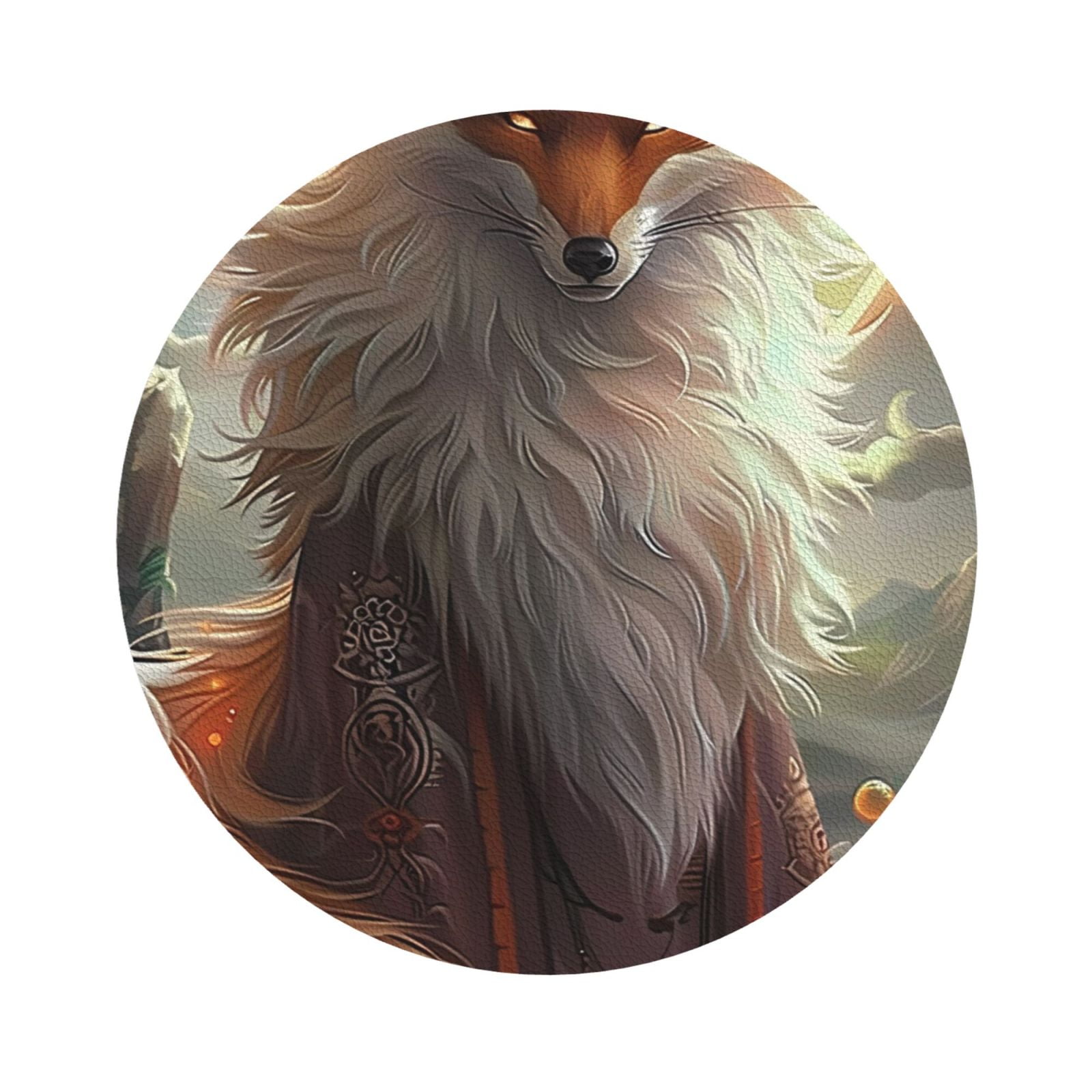 Cauagu Mystic Fox With Halo for Round Coaster,Drink Coasters Set of 4 ...