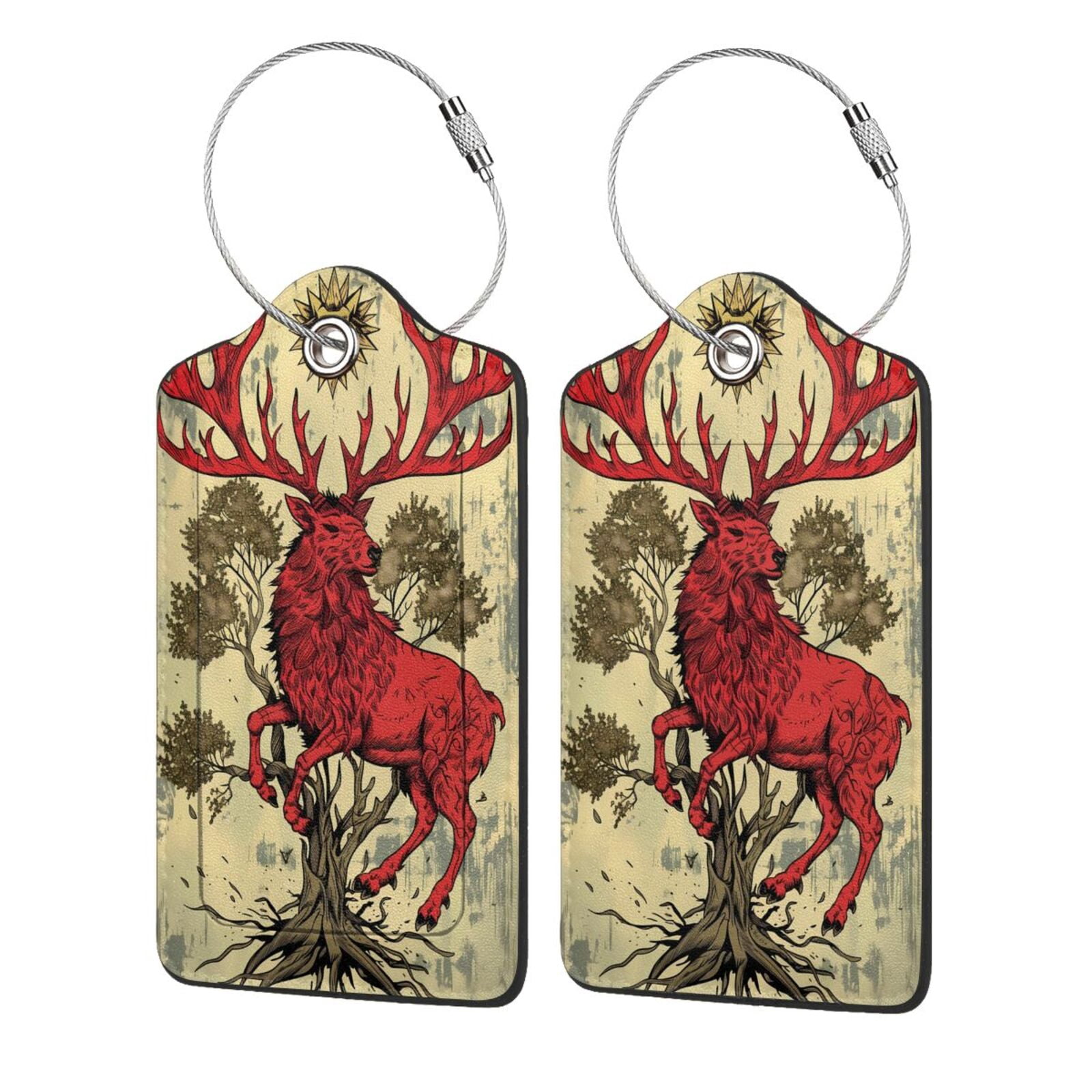 Cauagu Mythical Red Stag Illustration Print Luggage Tags,Leather ...