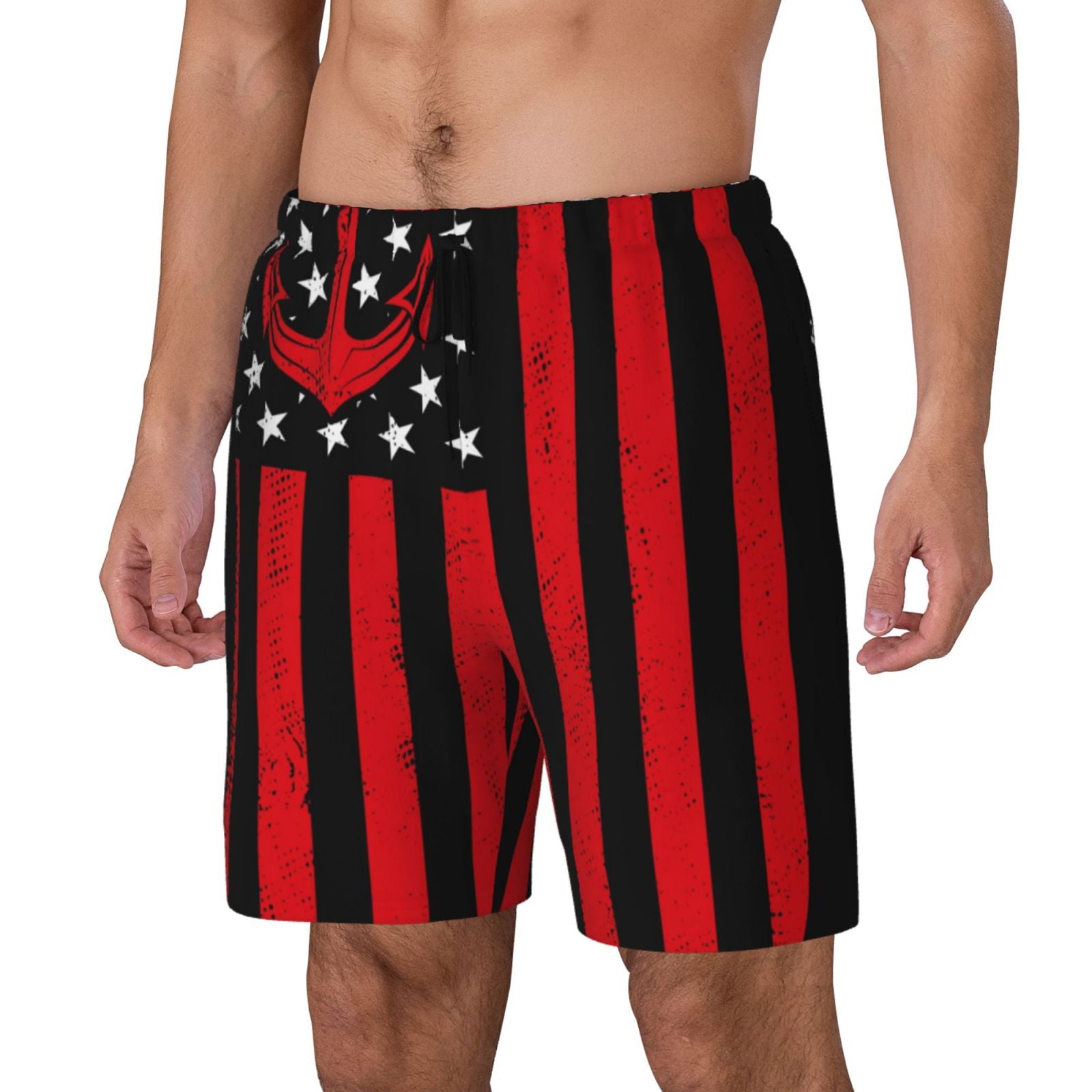 Cauagu Nautical American Flag Print Mens Swim Trunks Quick Dry Board ...