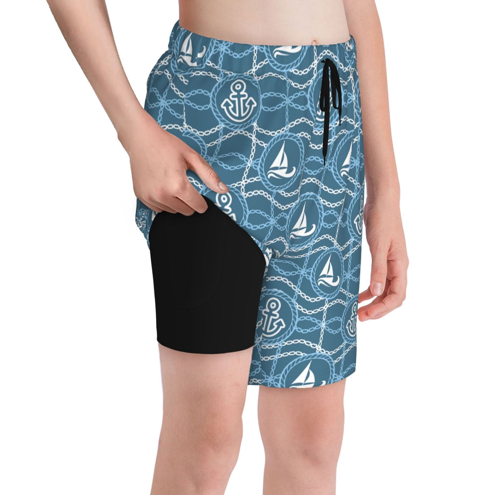 Cauagu Nautical Print Swim Trunks for Men,Youth Boys Swim Shorts ...