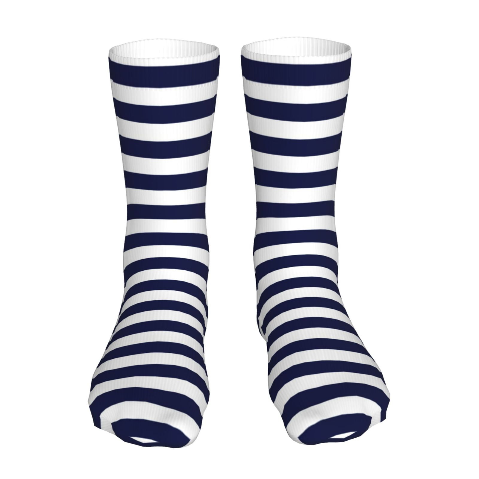 Cauagu Navy Blue And White Stripes Pattern Fun Novelty Crew Socks ...