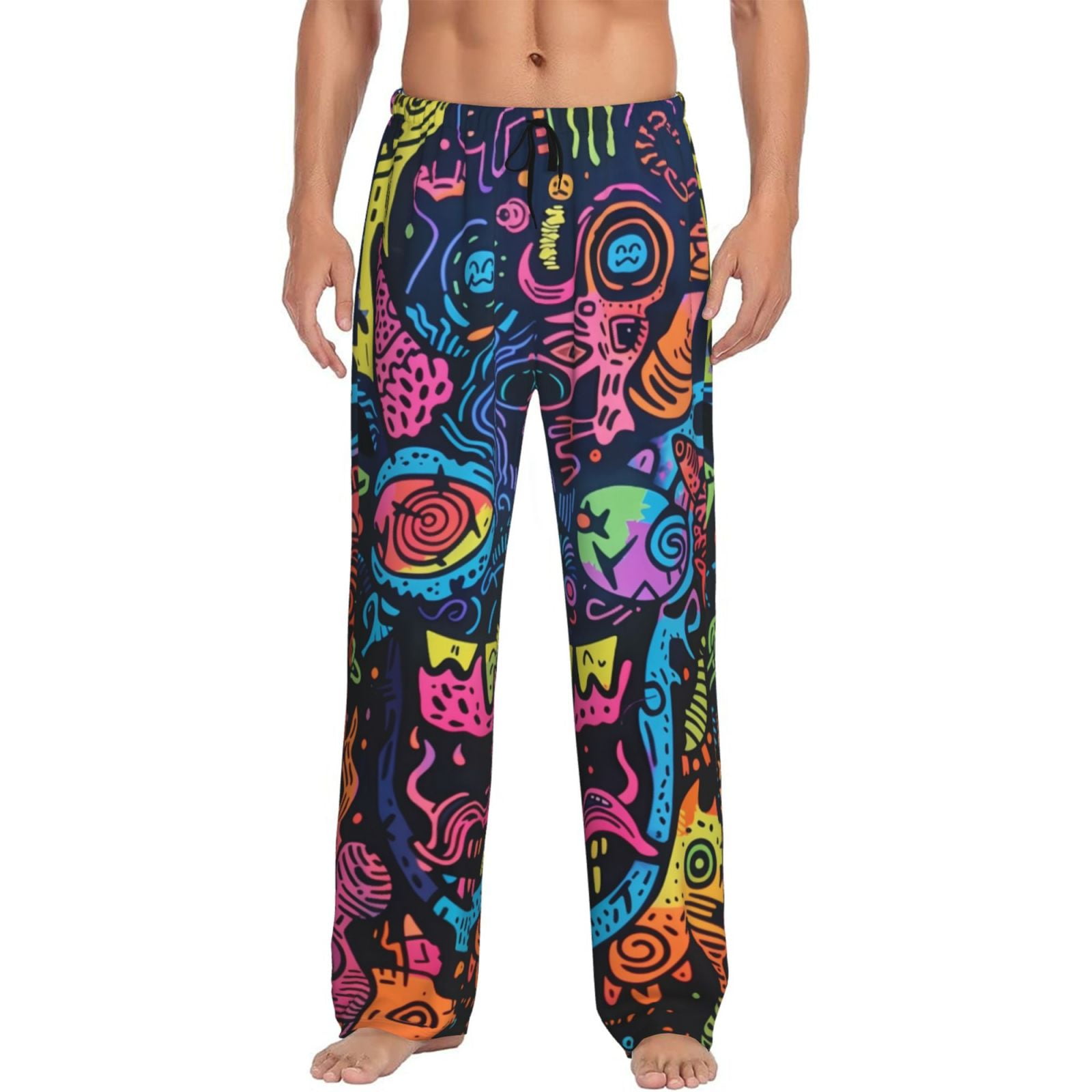 Cauagu Neon Graffiti Urban Art Mens Pajama Pants Sleep & Lounge Pants ...