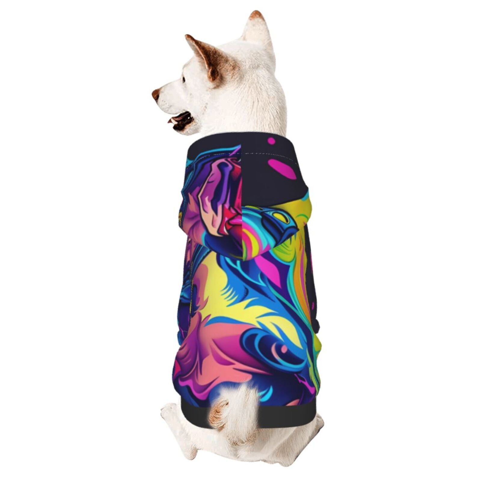 Cauagu Neon Pop Art Pitbull Pattern Winter Pet Hoodie Sweatshirts- Dog ...