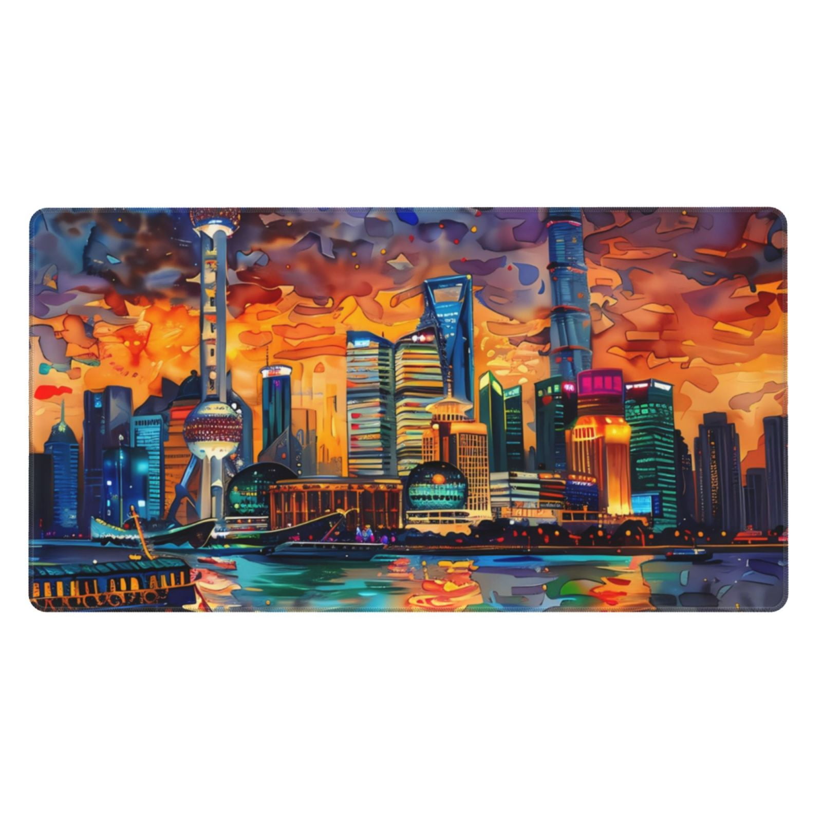 Cauagu Neon Shanghai Cityscape Night for Large Mouse Pad,XXL Extended ...
