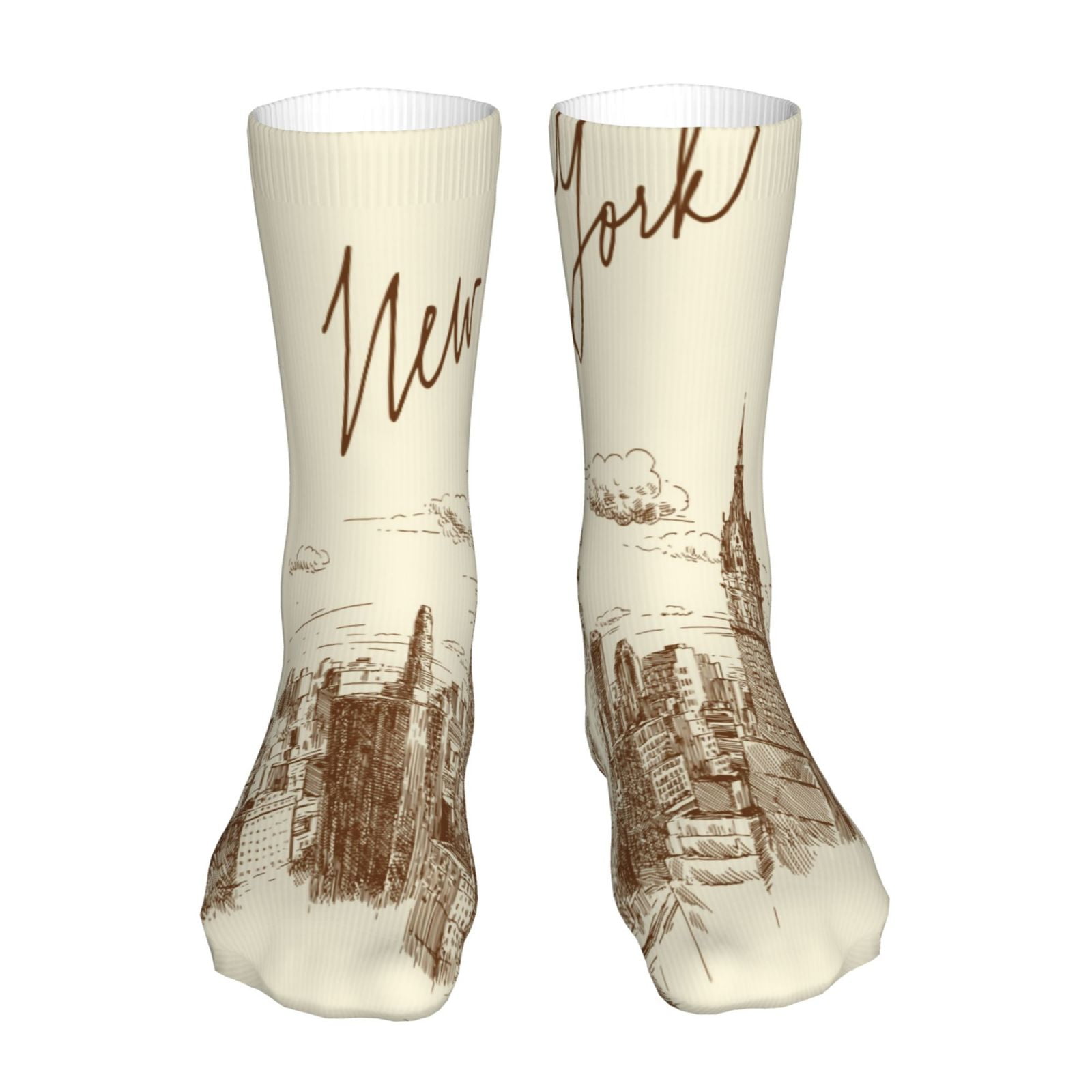 Cauagu New York Pattern Fun Novelty Crew Socks,Casual Athletic Socks ...