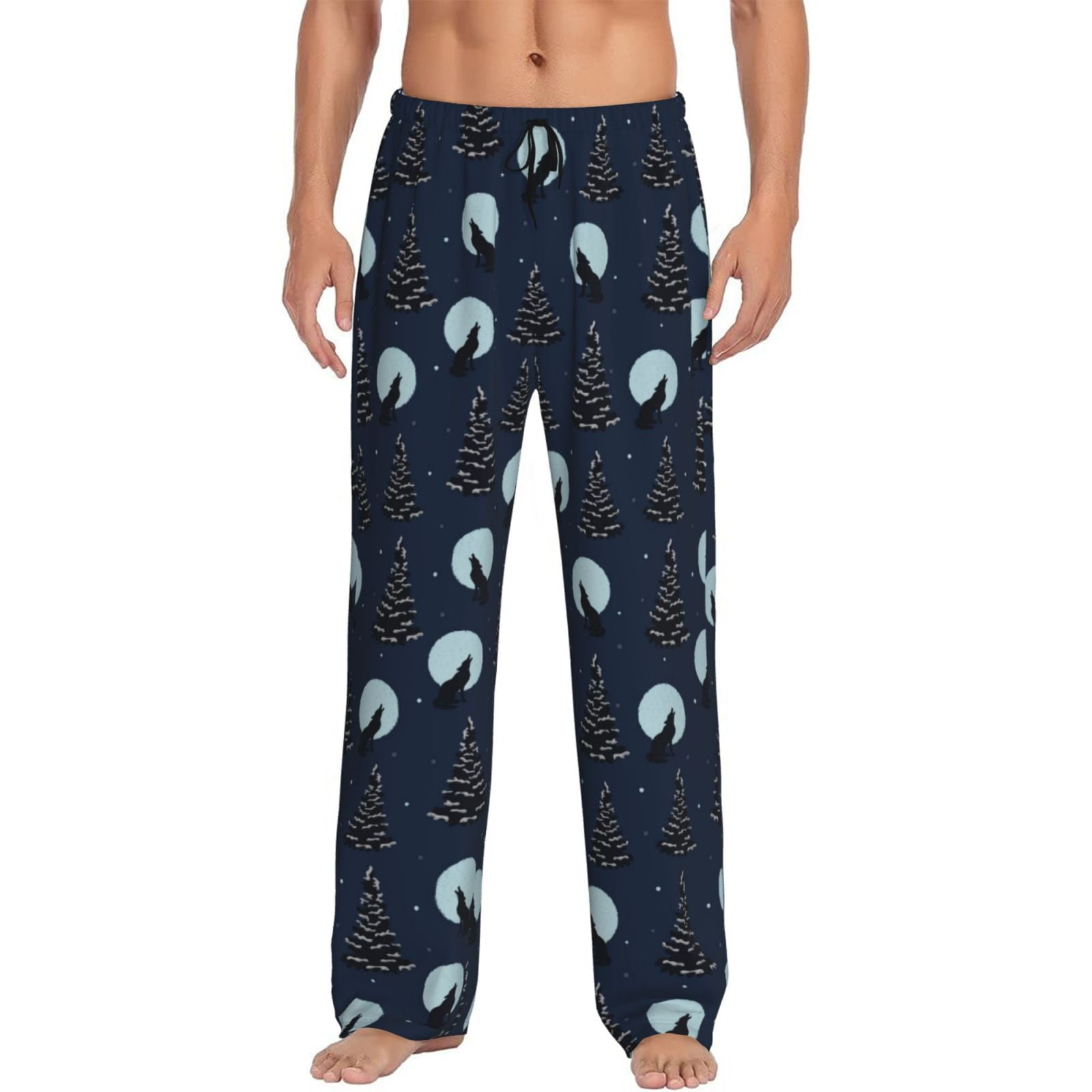 Cauagu Night Forest Wolf Mens Pajama Pants Sleep & Lounge Pants,PJ ...