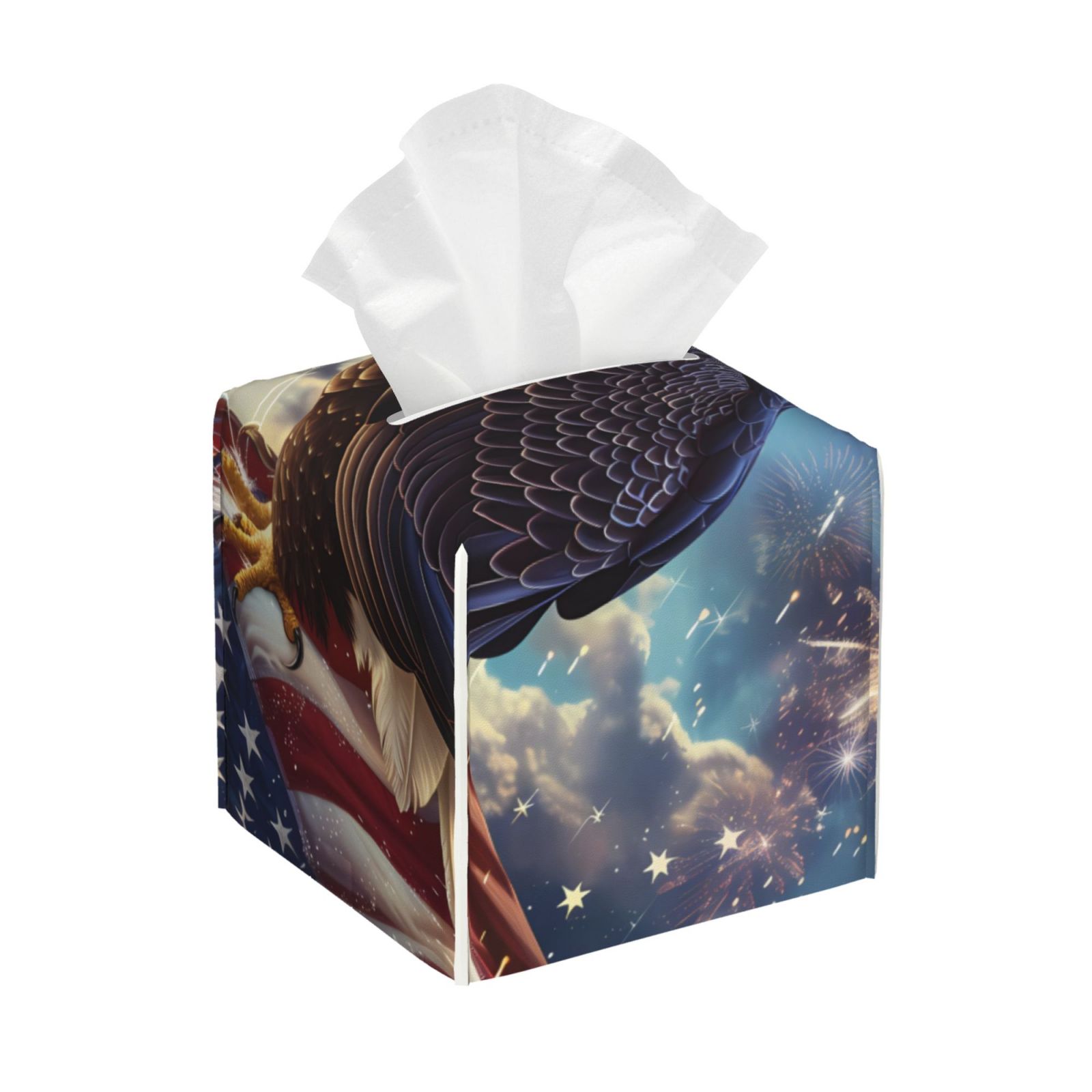 Cauagu Night Sky Bald Eagle Print Tissue Box Cover,Leather Square ...