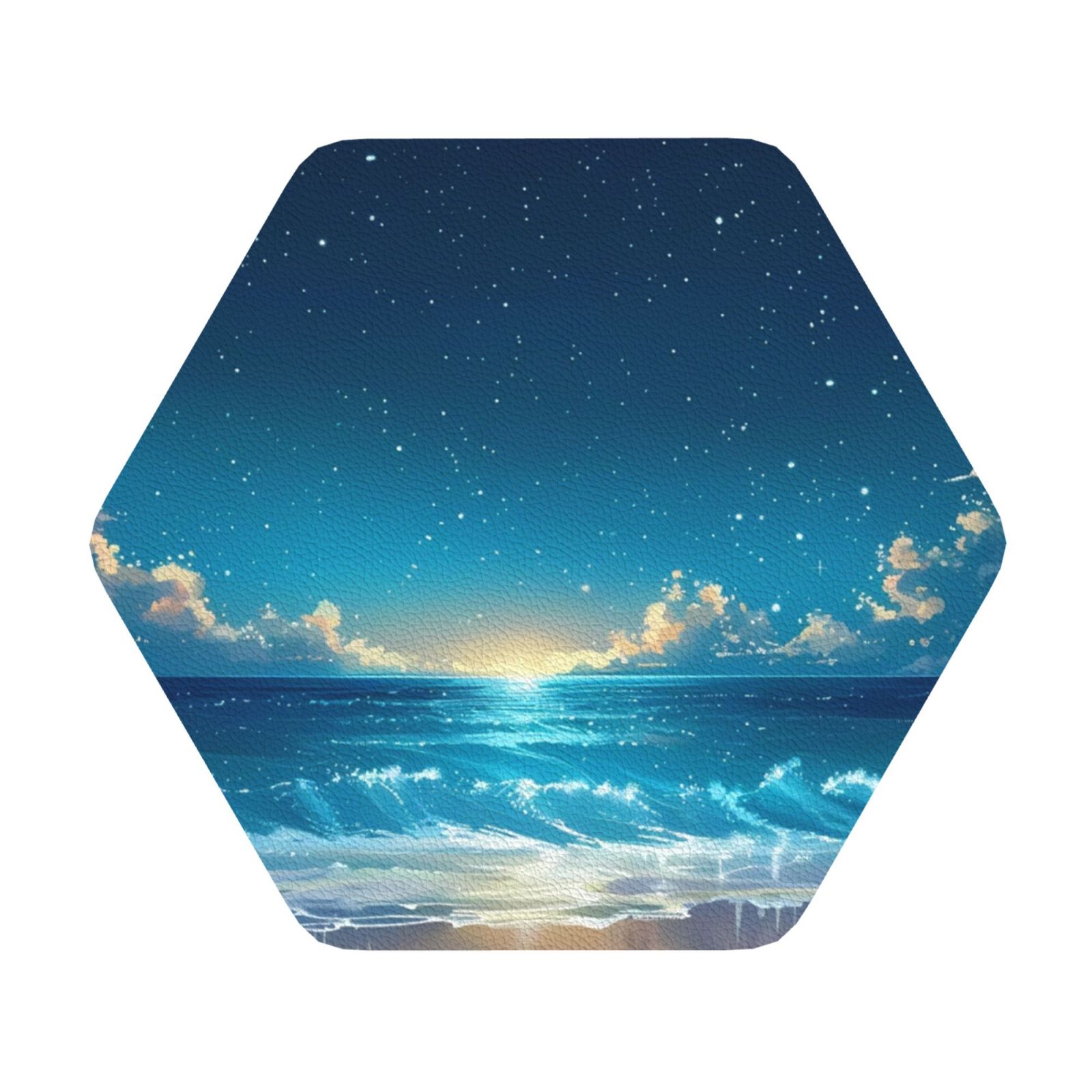 Cauagu Night Sky Beach Scene for Round Coaster,Drink Coasters Set of 4 ...