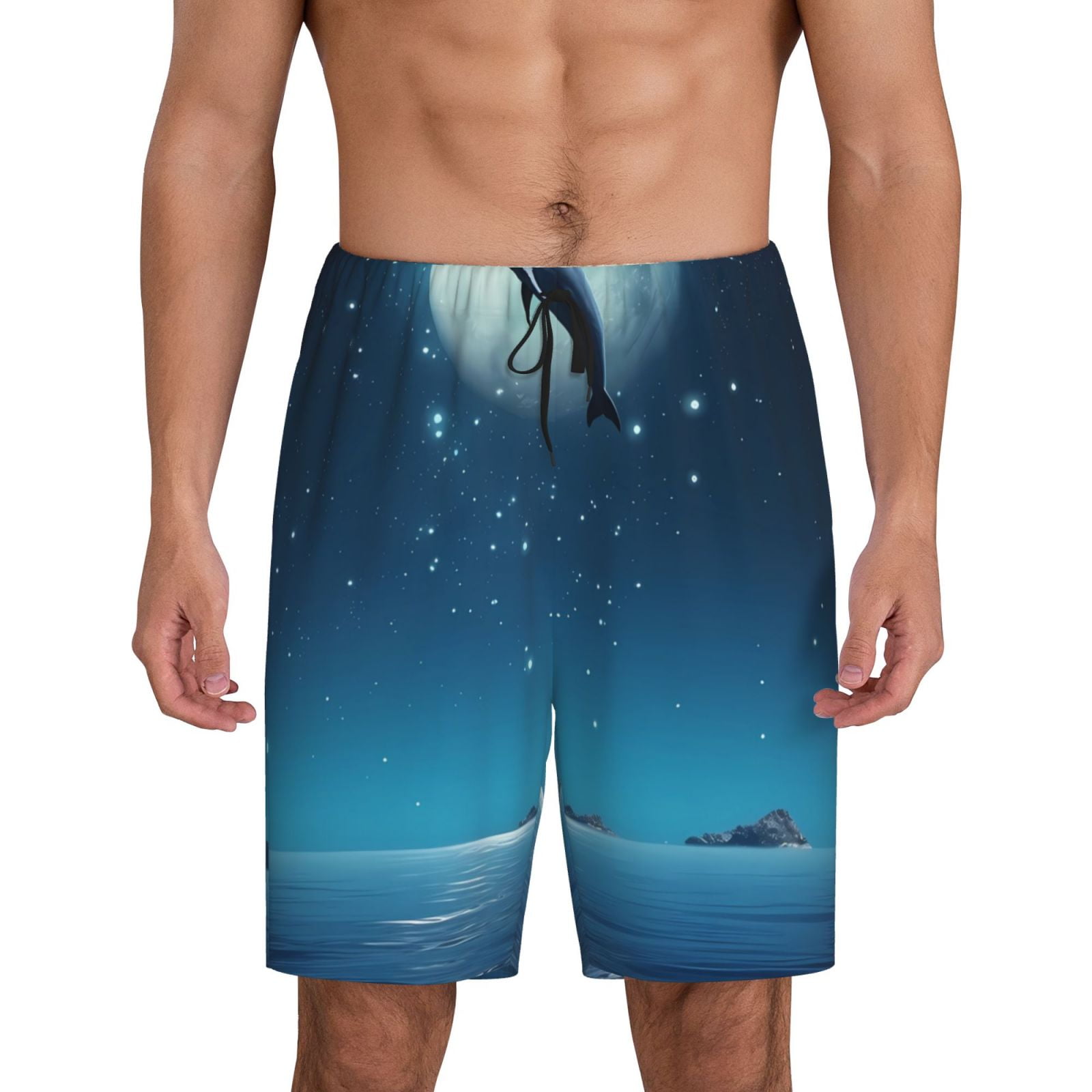 Cauagu Night Sky Moon Dolphin Print Pajama Bottoms for Men Sleep Pajama ...