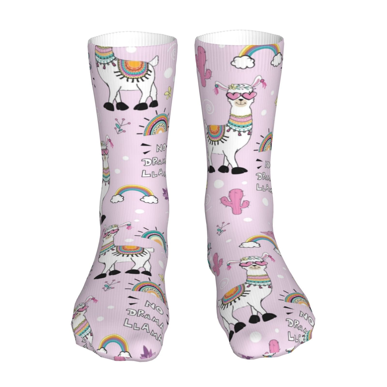 Cauagu No Drama Llama Pattern Fun Novelty Crew Socks,Casual Athletic Socks Neutral Socks Cozy ...