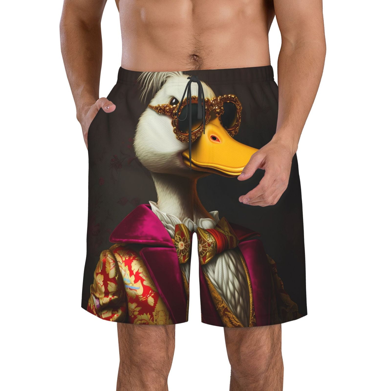 Cauagu Noble Style Duck Print Men's Swim Trunks,Hawaiian Bathing Suit ...