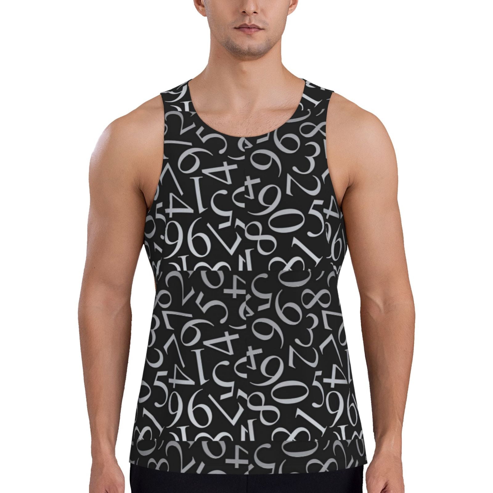 Cauagu Numbers Print Men's Sleeveless Muscle Shirts,Tank Tops Quick Dry ...