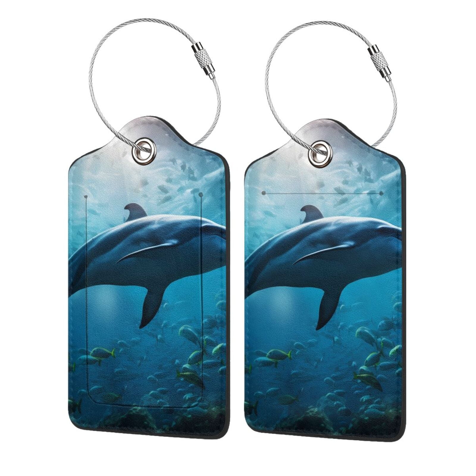 Cauagu Ocean Dolphin Fish School Pattern Luggage Tags,Leather Luggage ...