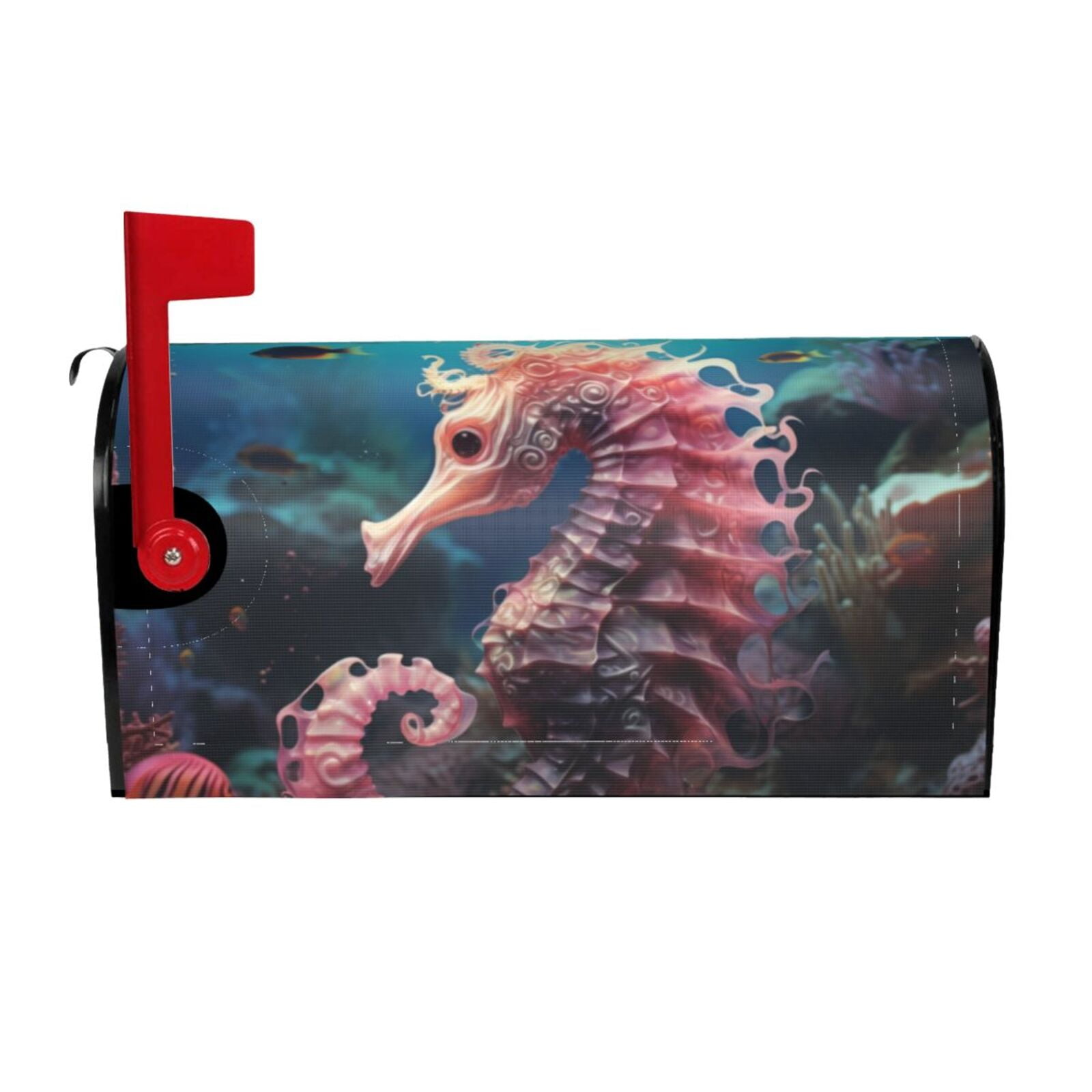 Cauagu Ocean Seahorse Pattern Magnetic Mailbox Covers, Mailbox Cover ...