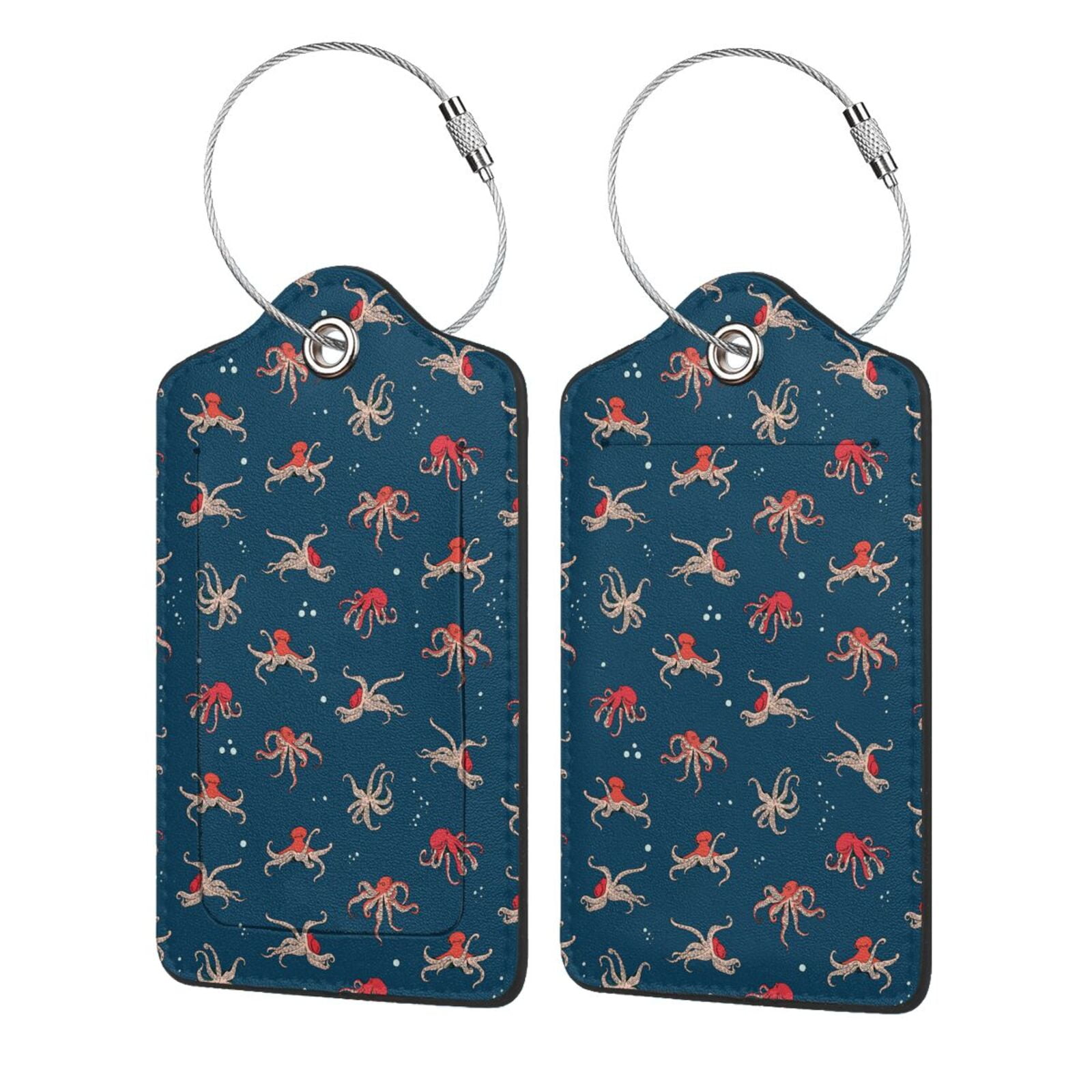Cauagu Octopus Sea Life Pattern Luggage Tags,Leather Luggage Tags ...
