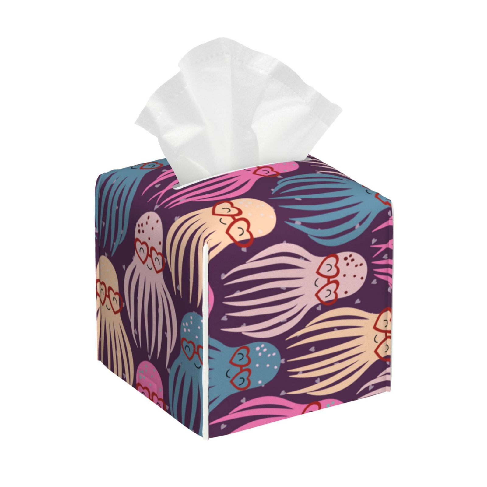 Cauagu Octopus in love Print Tissue Box Cover,Leather Square Holder ...