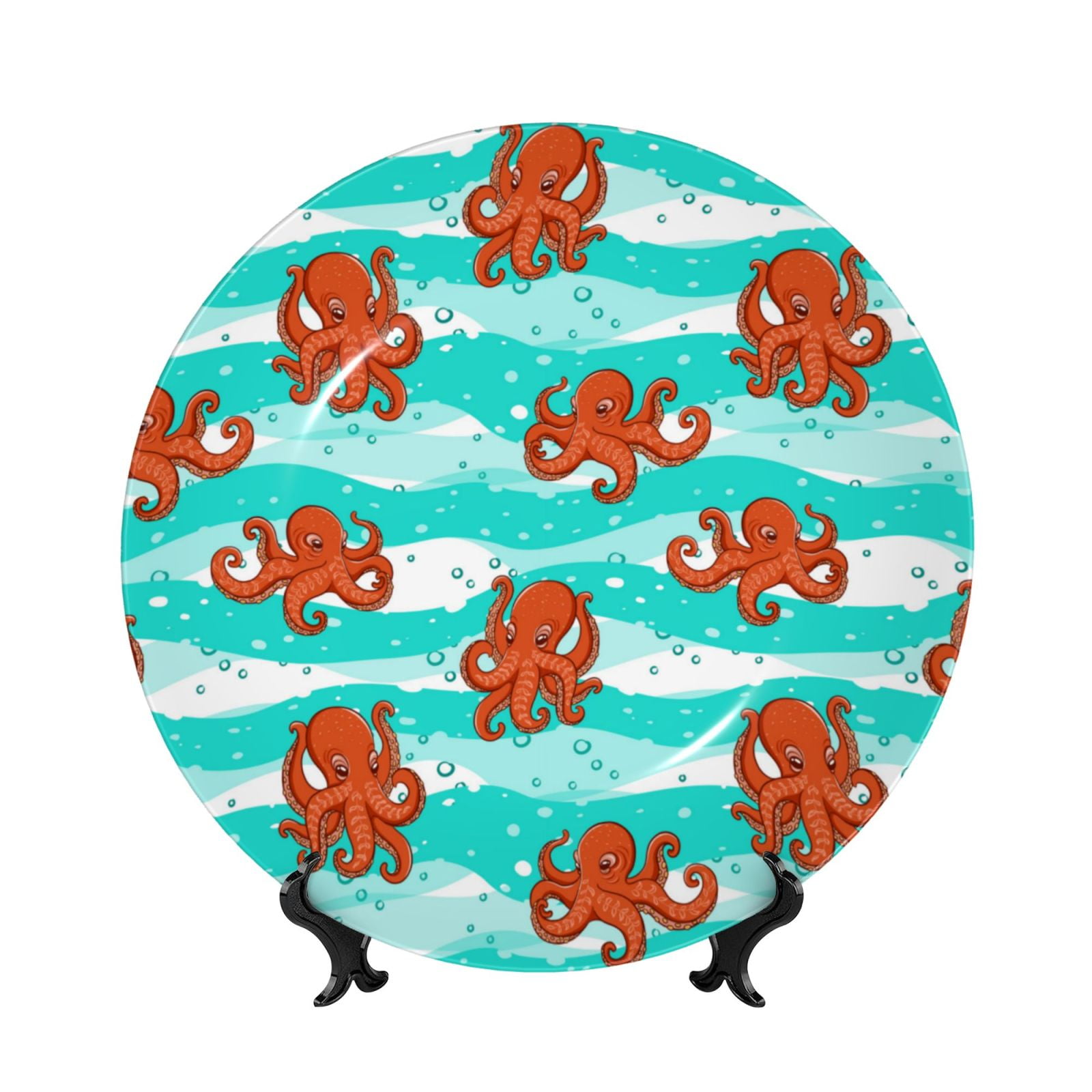 Cauagu Octopuses Print Bone China Decorative Plate, Wall Mount Plate ...