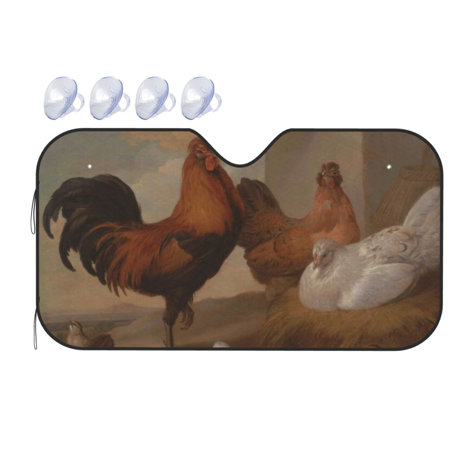 Cauagu Oil Painting Chicken And Duck Print Car Windshield Sunshade,1 ...