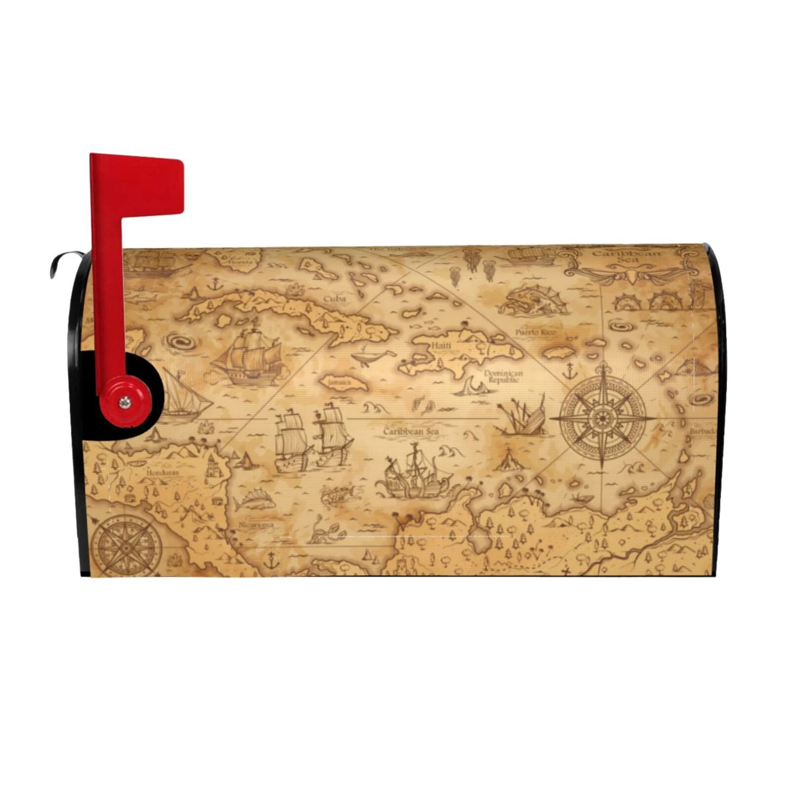 Cauagu Old Vintage Map Of Sea Pattern Magnetic Mailbox Covers, Mailbox ...