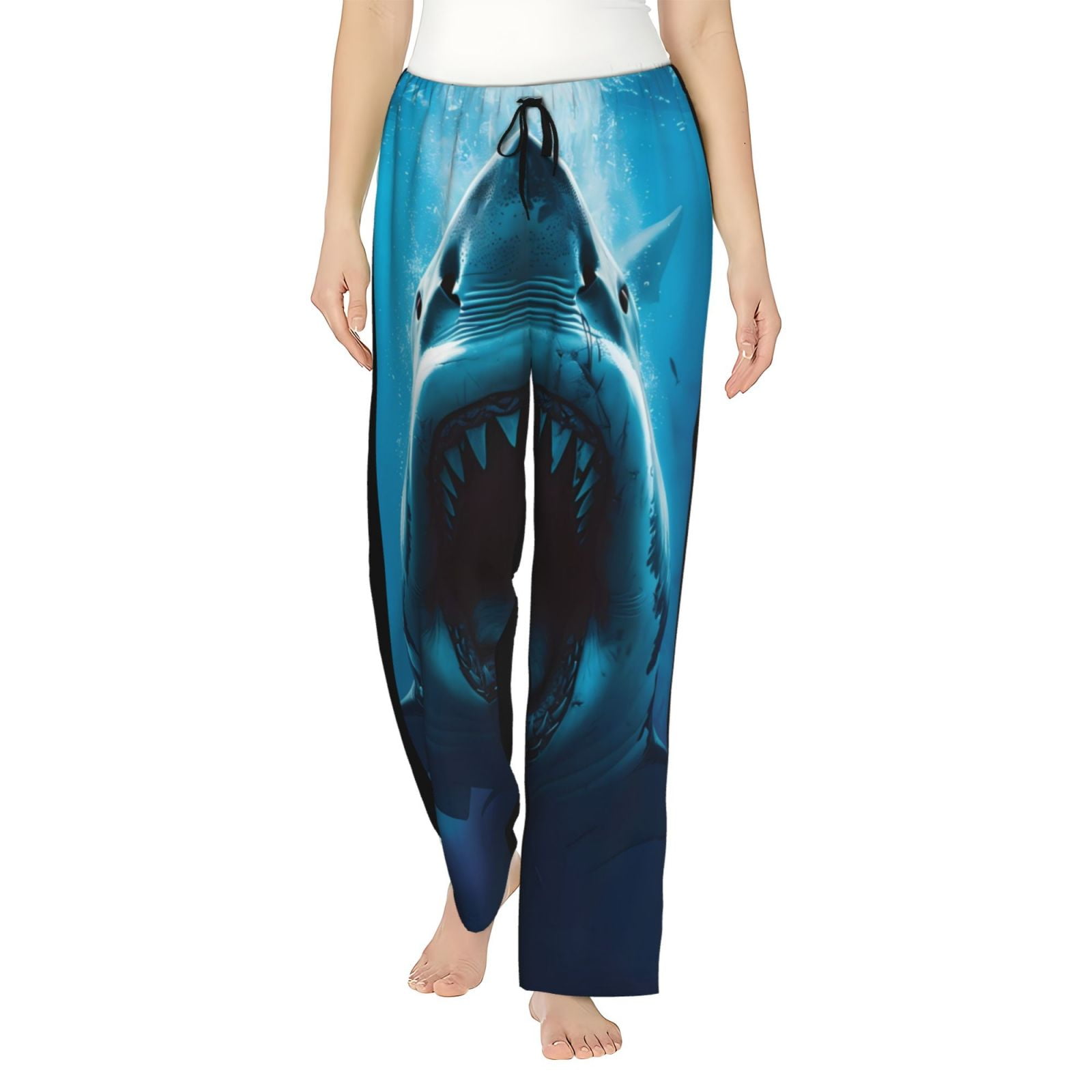 Cauagu Open-Mouthed Shark Pajama Pants for Women Loose Fit Wide Leg ...
