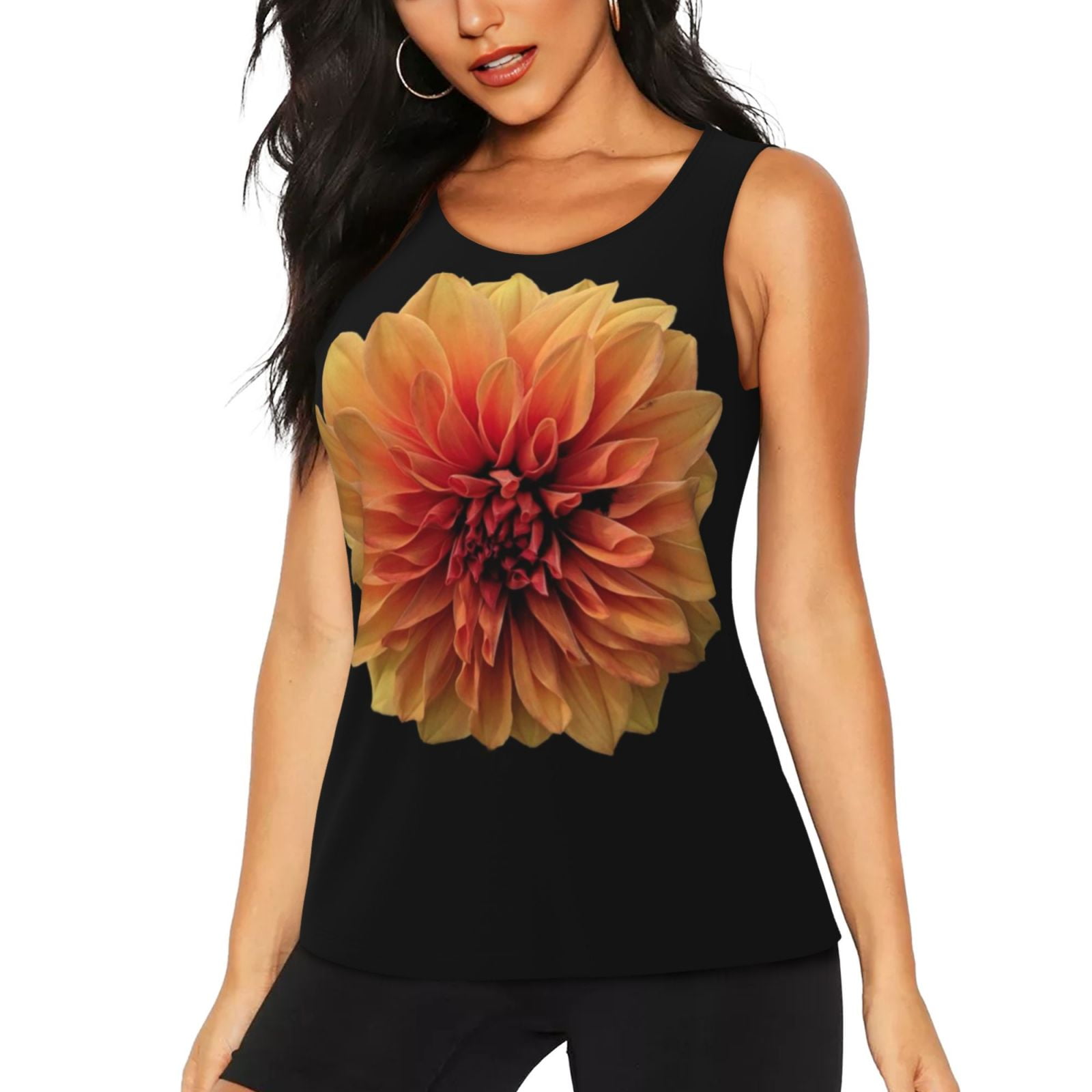 Cauagu Orange Dalia for Women's Workout Tank Tops Sleeveless Running ...