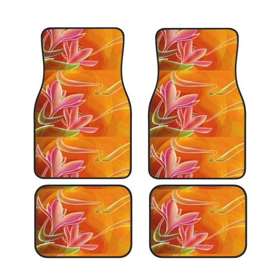 Cauagu Orange Flower Psychedelic Pattern Car Floor Mat Set of 4,Car ...