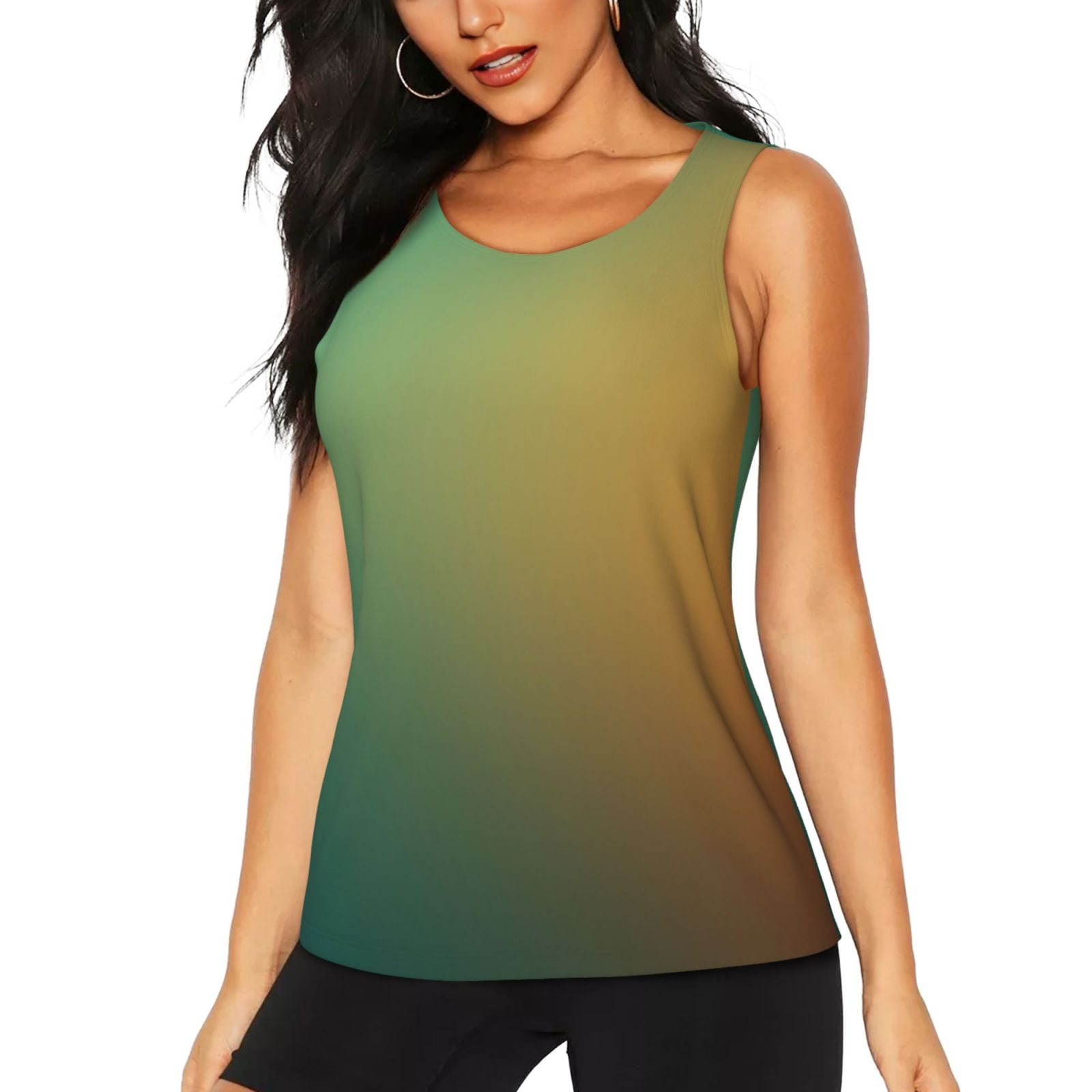 Cauagu Orange To Teal Gradient for Women's Workout Tank Tops Sleeveless ...
