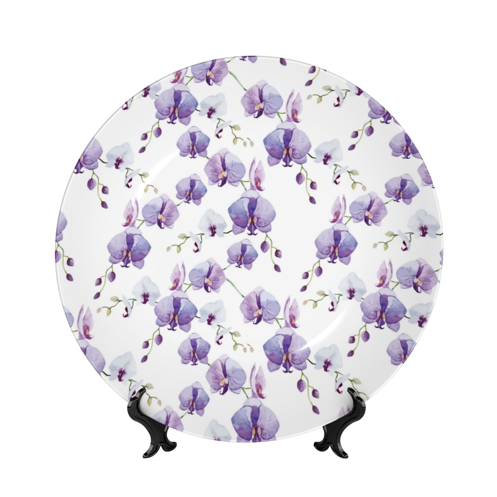 Cauagu Orchids Flowers Print Bone China Decorative Plate, Wall Mount ...