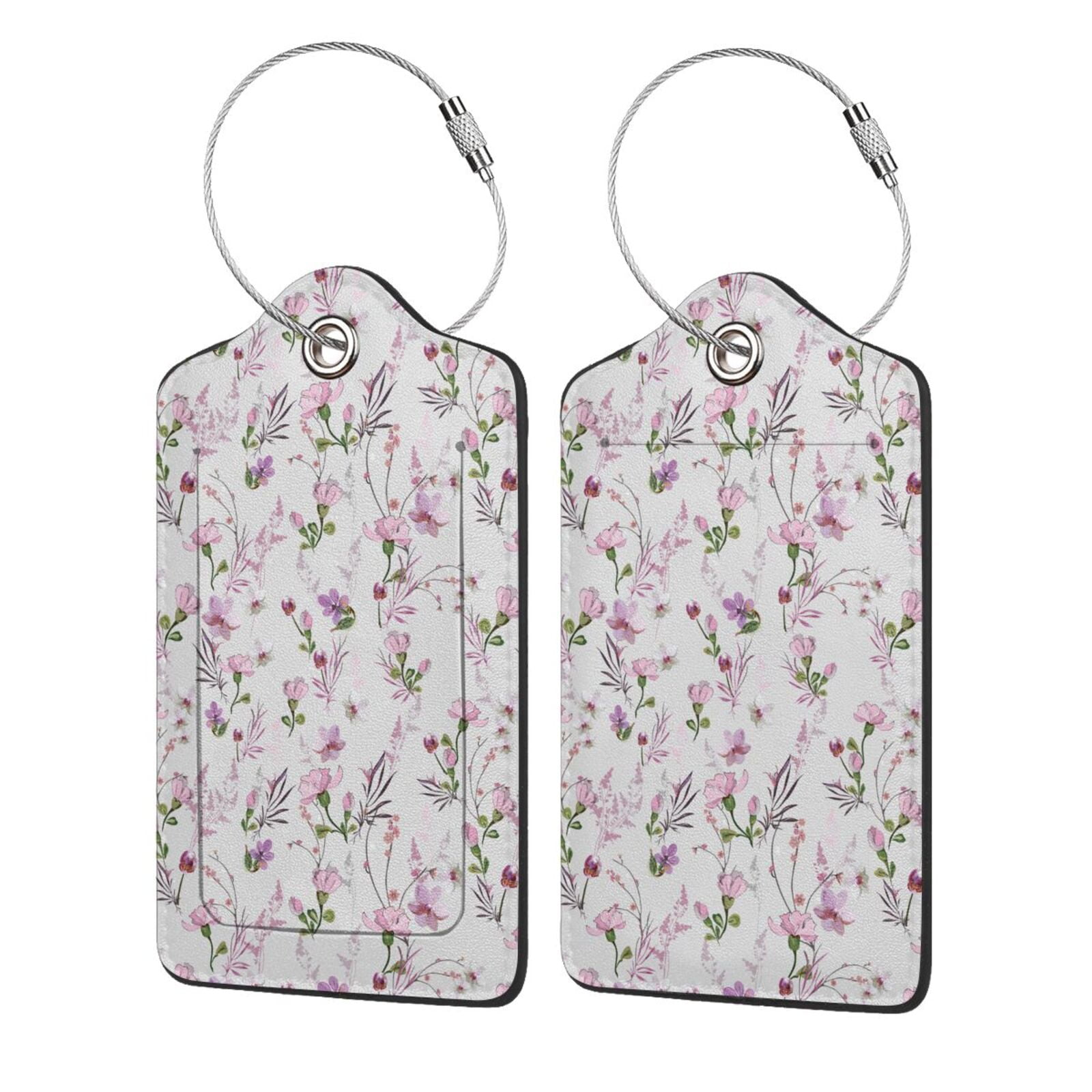 Cauagu Orchids Flowers Print Luggage Tags,Leather Luggage Tags for ...