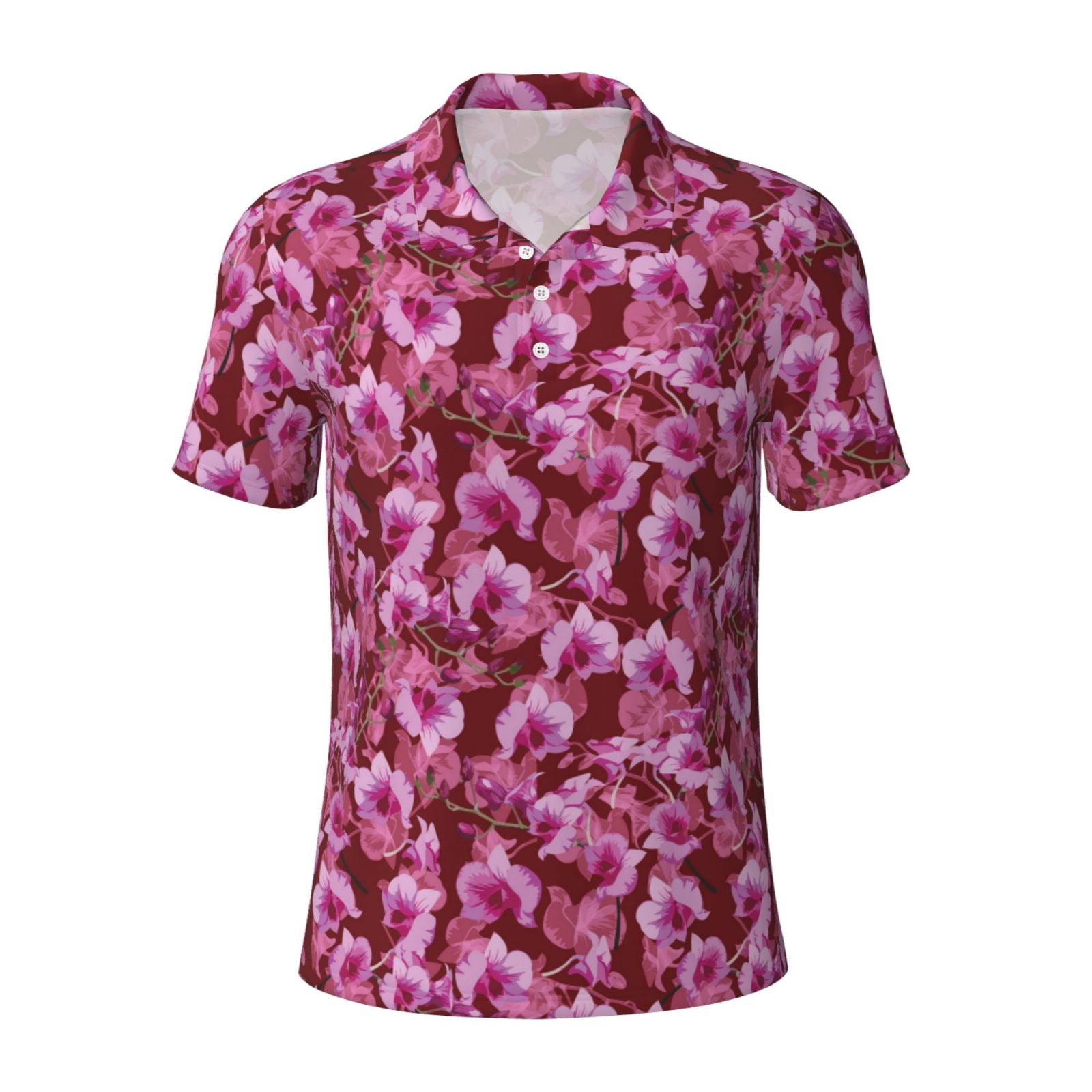 Cauagu Orchids Flowers Print Men's Polo Shirts, Short-Sleeve Polo ...