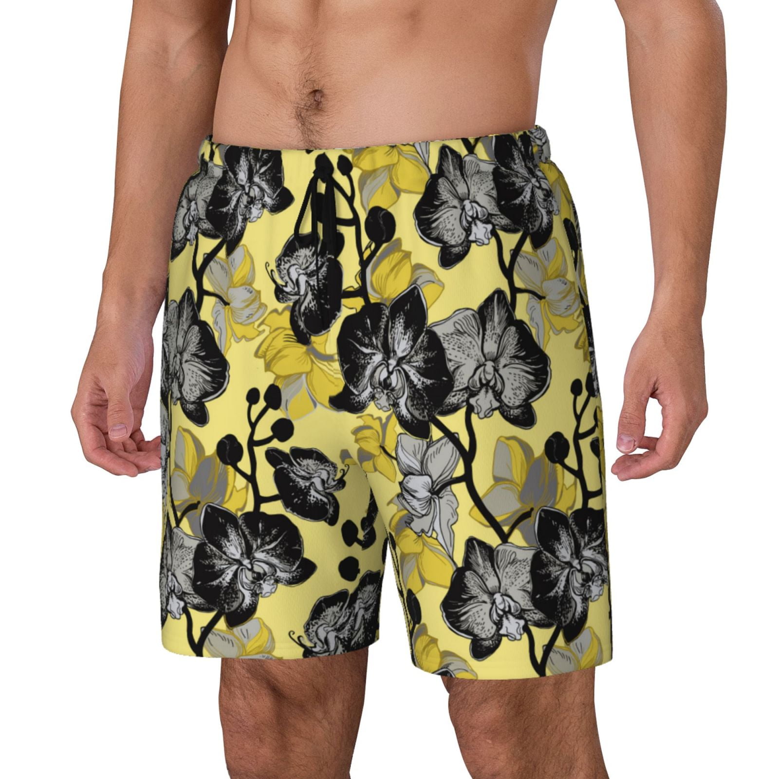 Cauagu Orchids Flowers Print Mens Swim Trunks Quick Dry Board Shorts ...