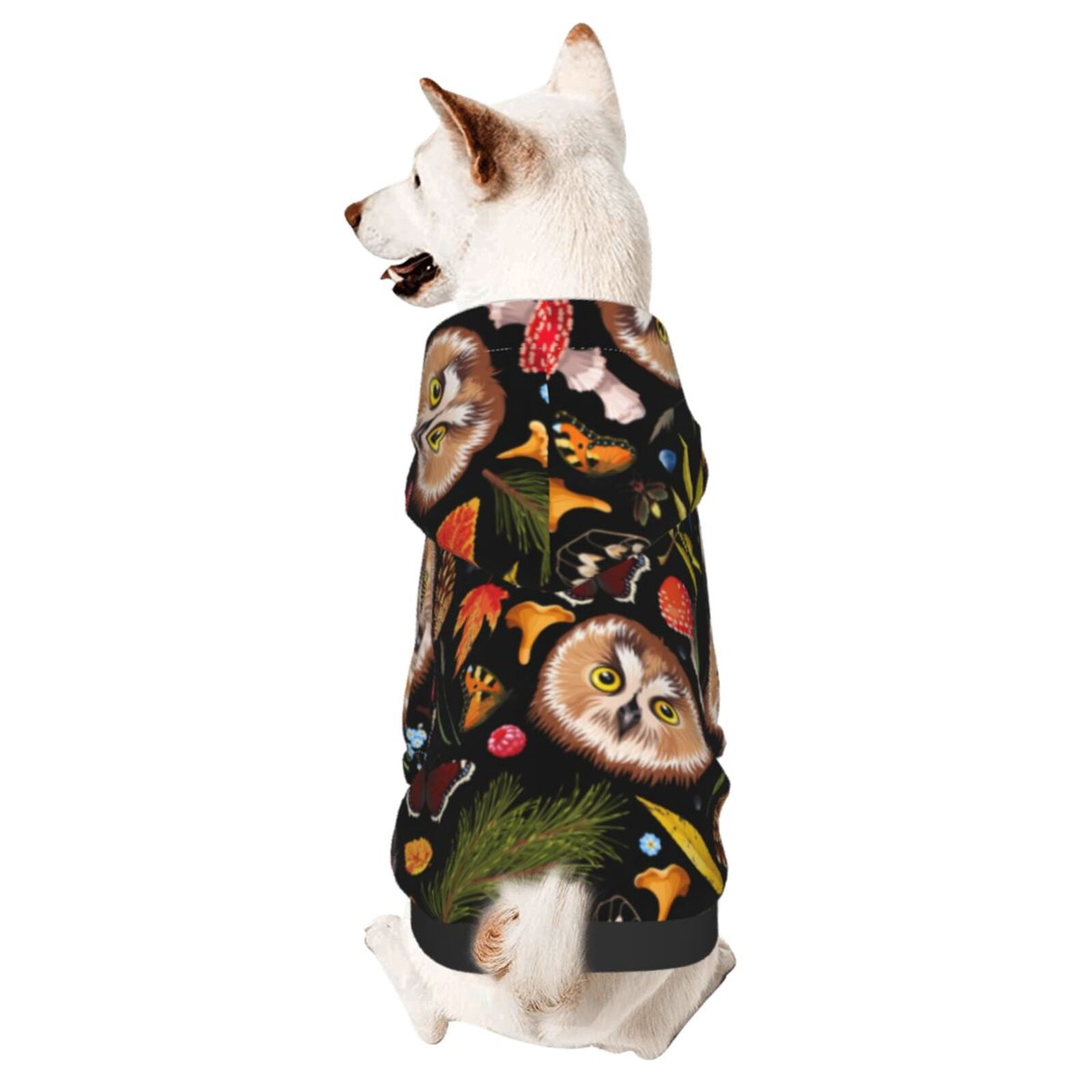 Cauagu Owl And Leaves Pattern Winter Pet Hoodie Sweatshirts- Dog Hoodie ...