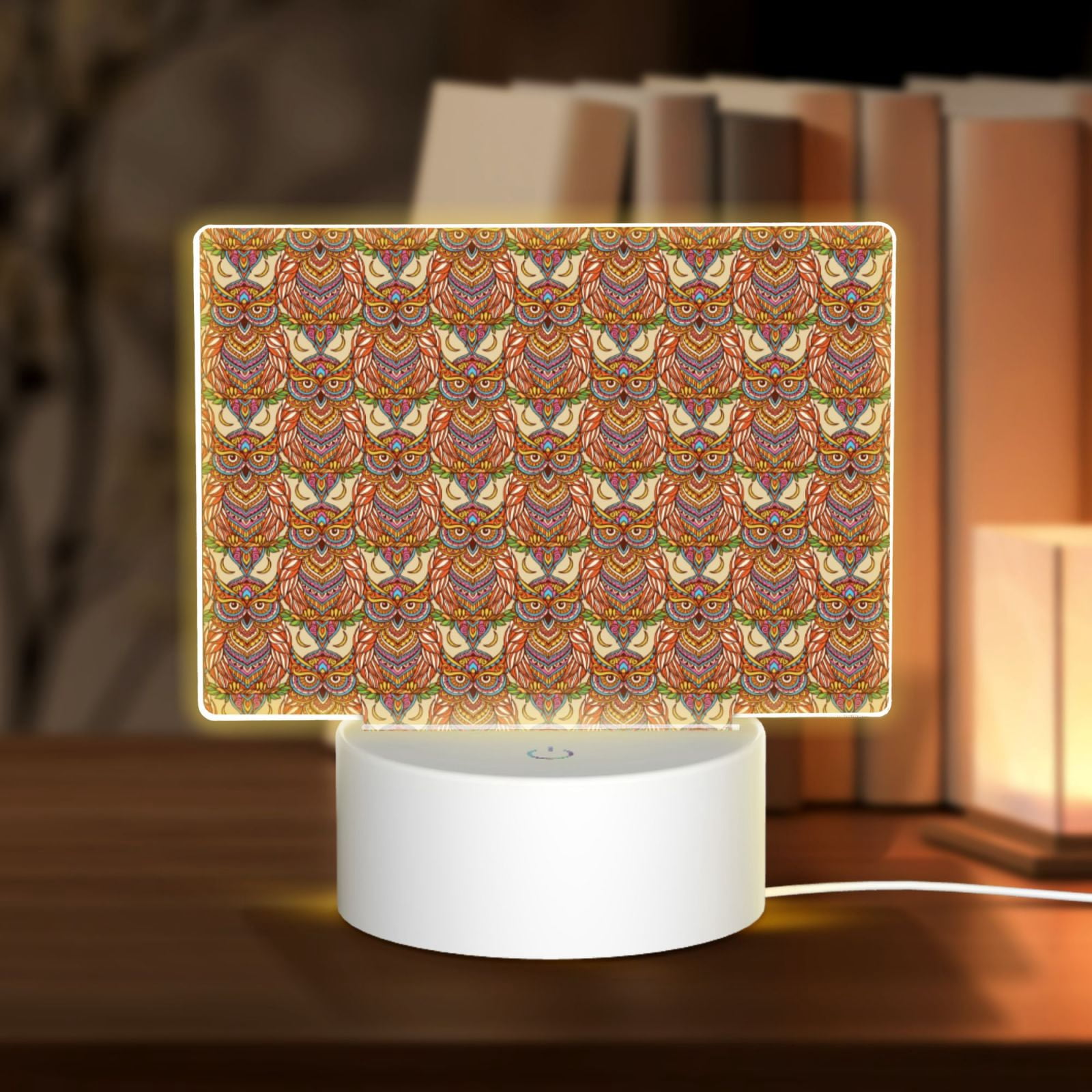 Cauagu Owl Mandala for Rectangle Acrylic Night Light - Acrylic Modern ...