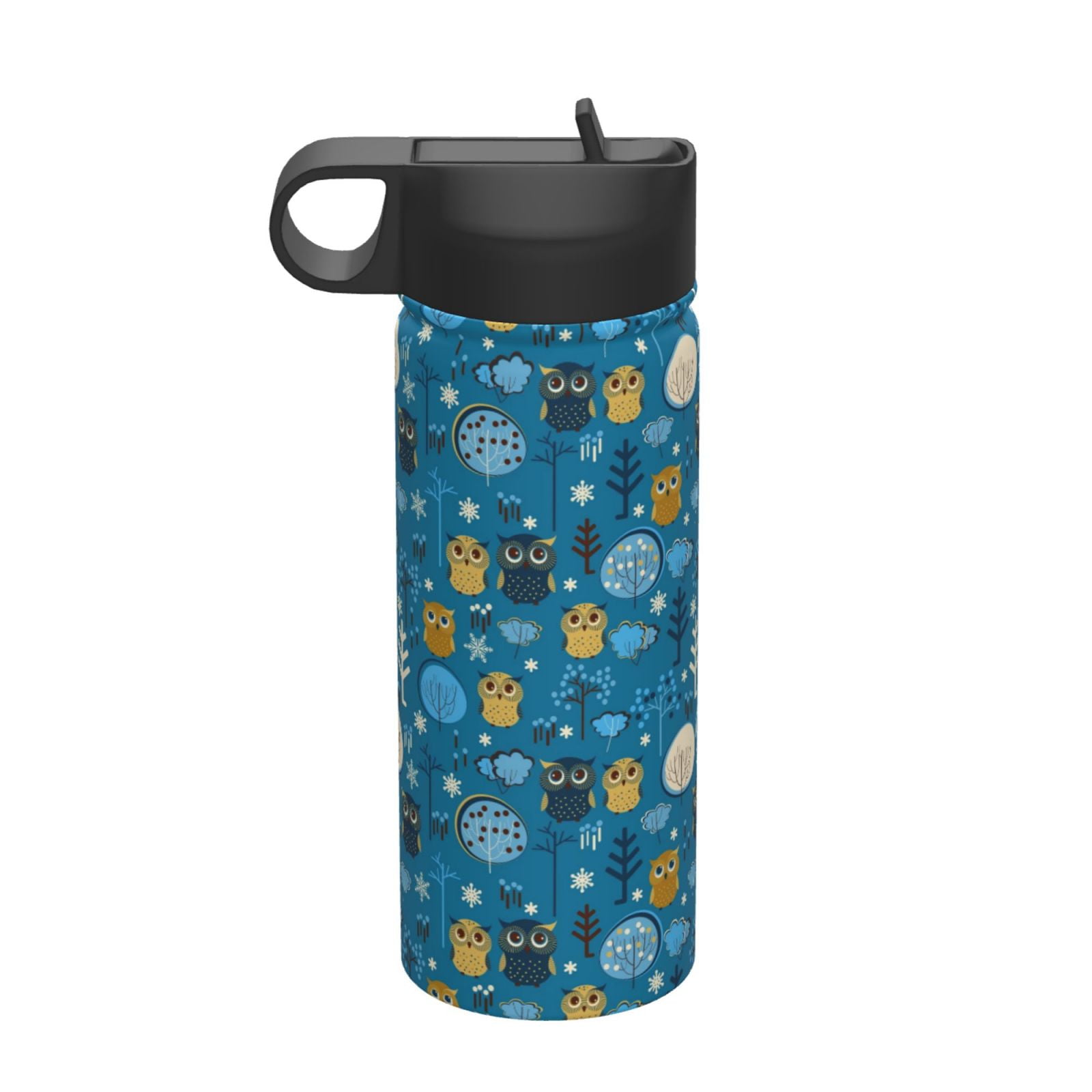 Cauagu Owls And Trees for 18 oz Water Bottle With Straw,Stainless Steel ...