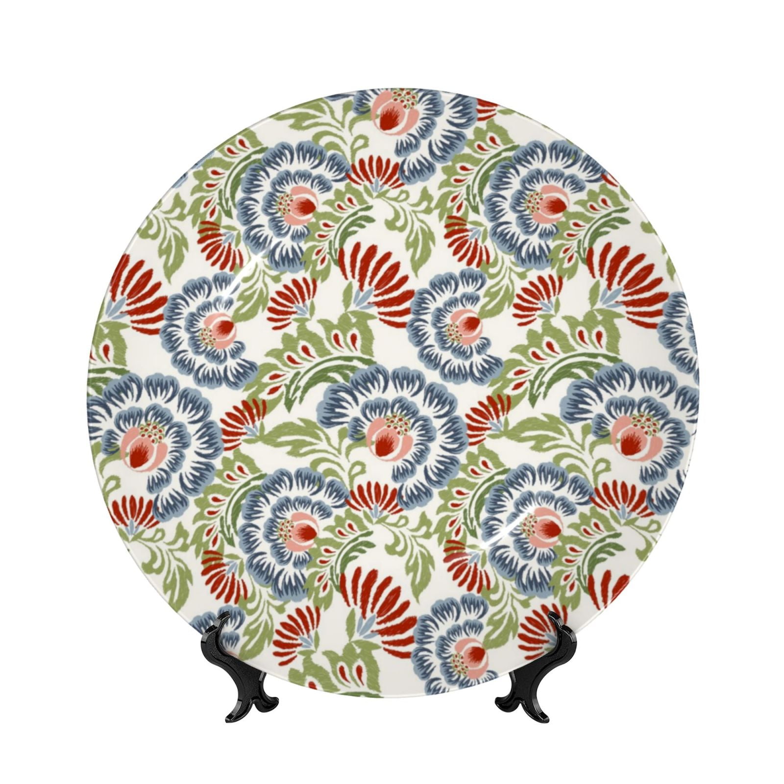 Cauagu Paisley Floral 5 Print Bone China Decorative Plate, Wall Mount ...