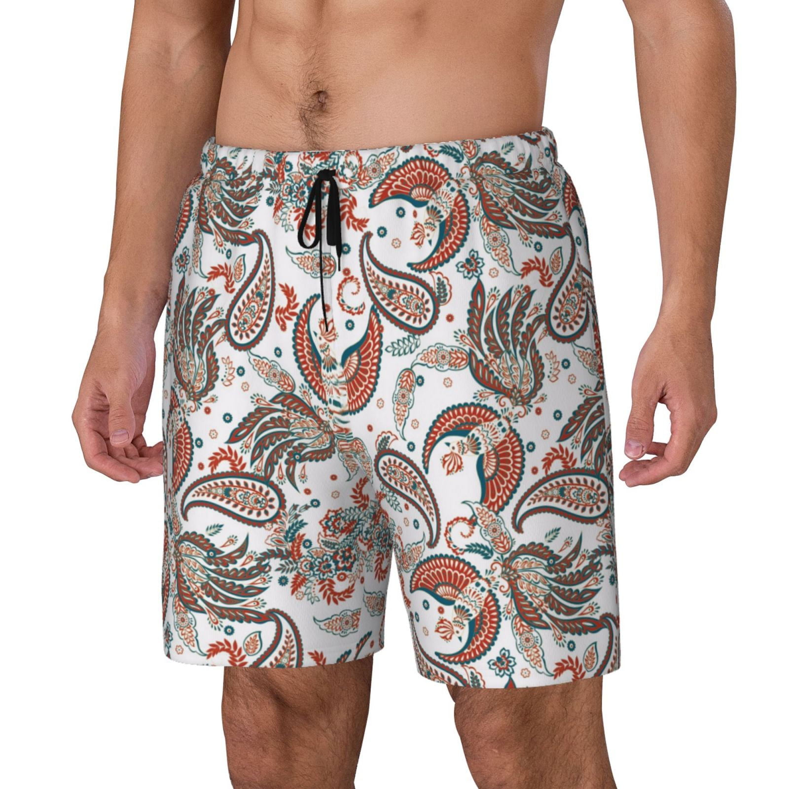 Cauagu Paisley Floral Print Mens Swim Trunks Quick Dry Board Shorts ...