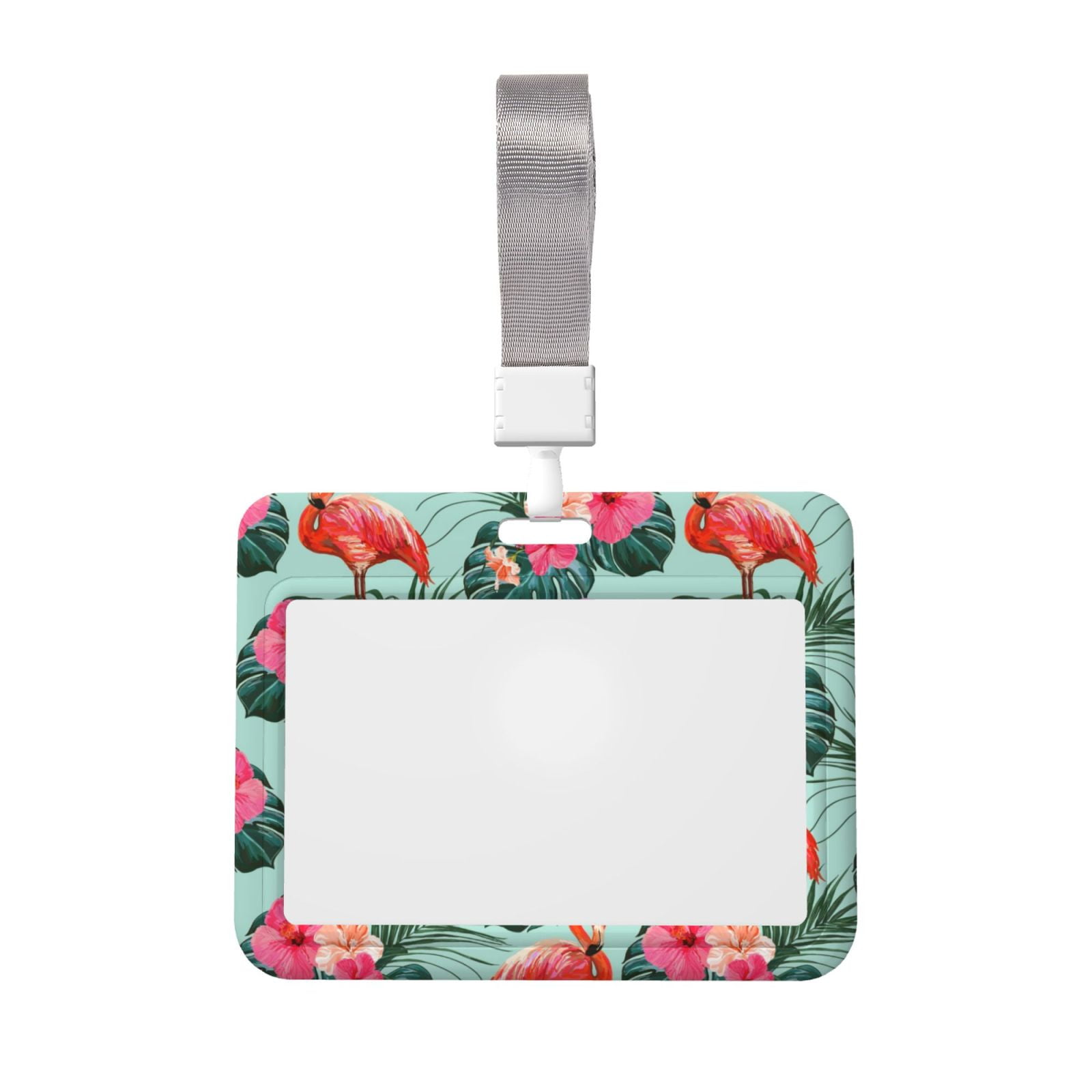 Cauagu Palm Leaves Flamingo for ID Badge Holder,Badge Holder with ...
