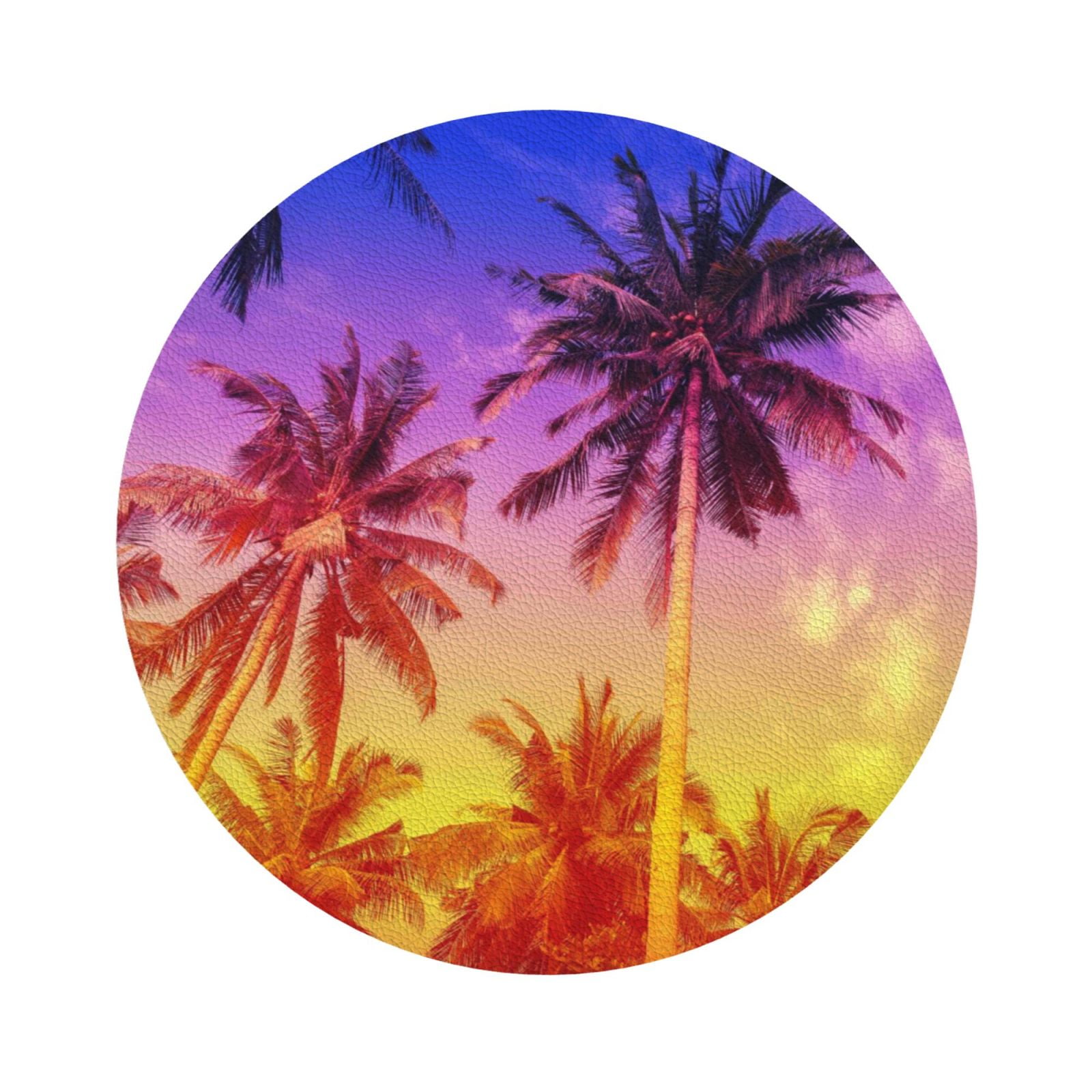 Cauagu Palm Trees at Sunset for Round Coaster,Drink Coasters Set of 4 ...